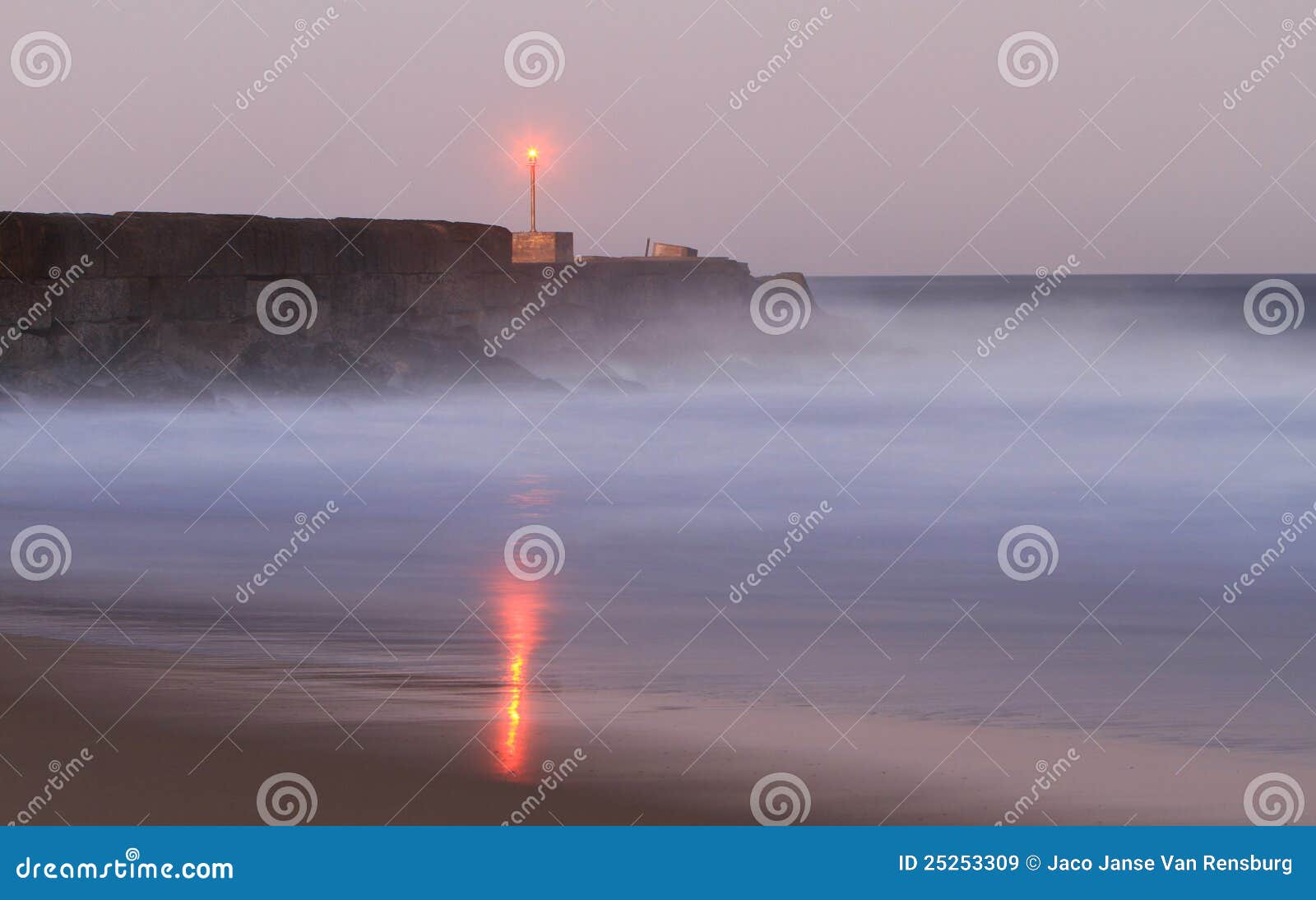 A Red Beacon Light On A Cement Platform In The Strait Of Canso Near ...