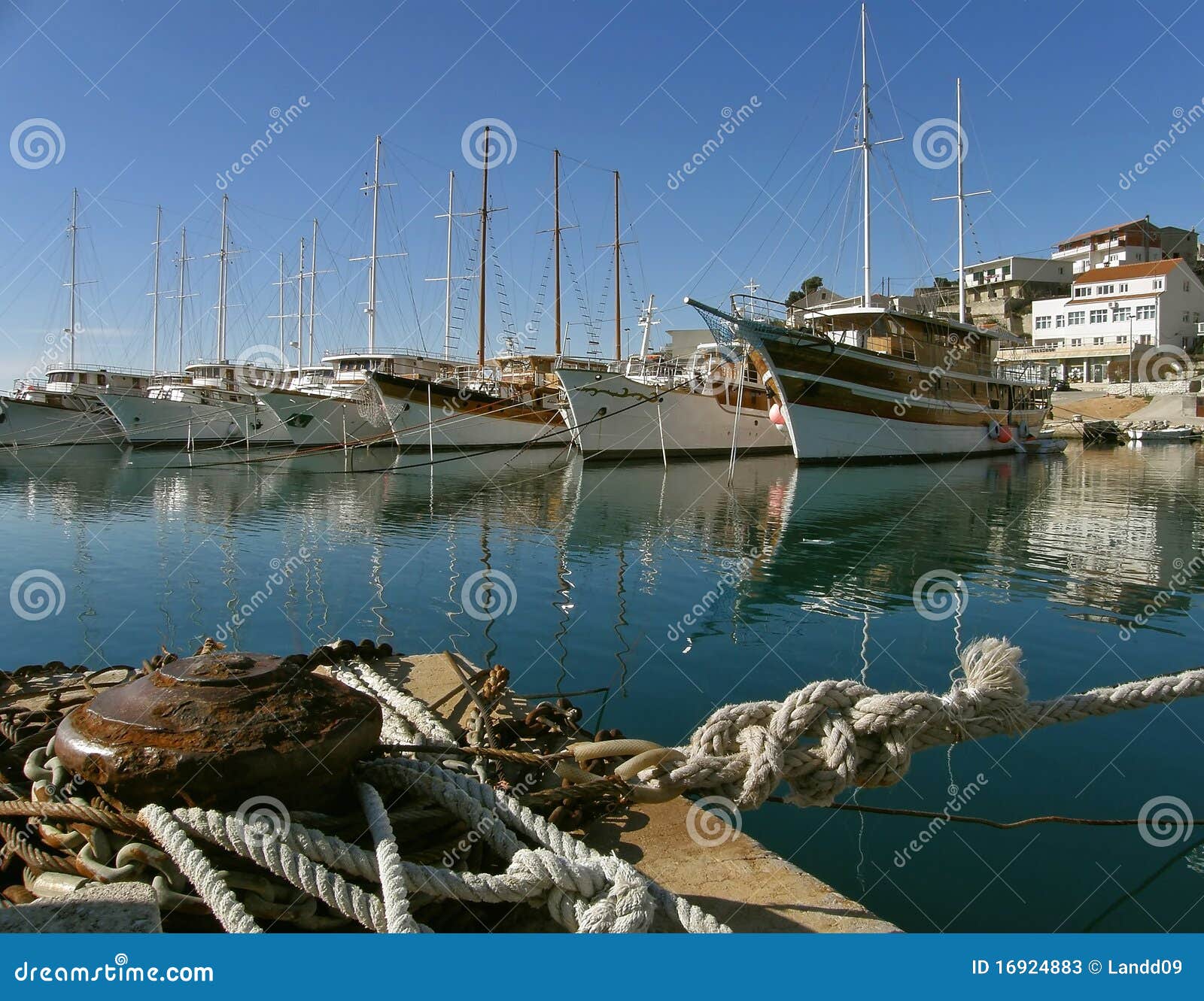 Beacon, Ropes and Boats in the Harbor Stock Image - Image of beacon ...