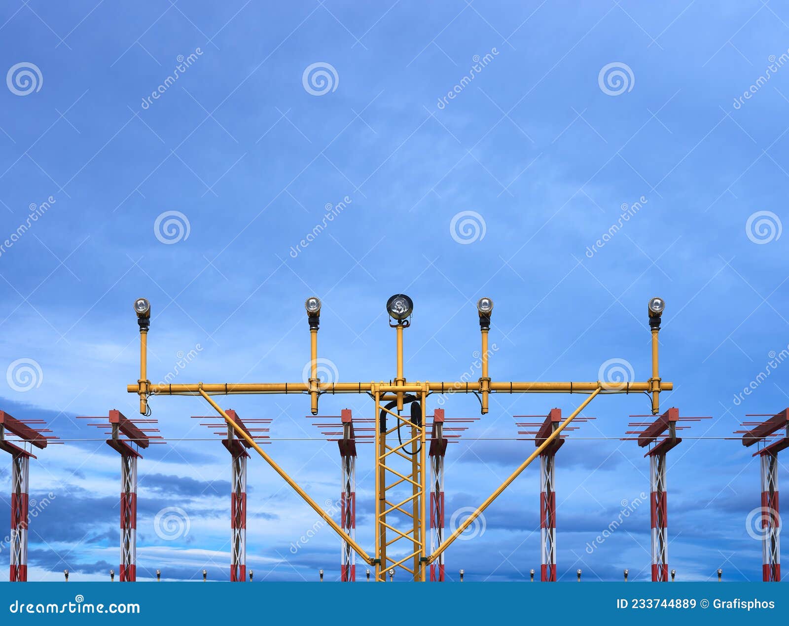 Beacons and Approach Lights on an Airport Runway Stock Image - Image of ...