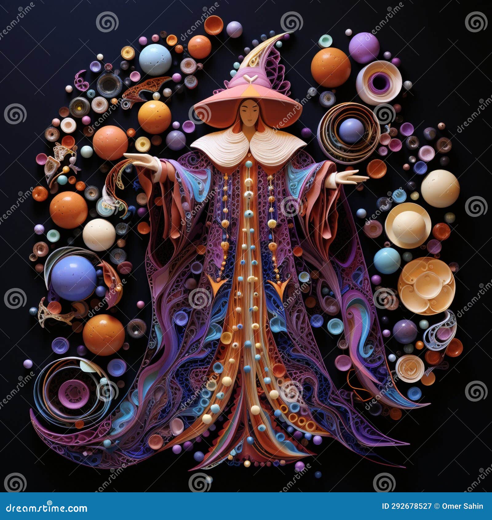 The Bead Alchemist Surrounded by a Magical Array of Vibrant Beads Stock ...