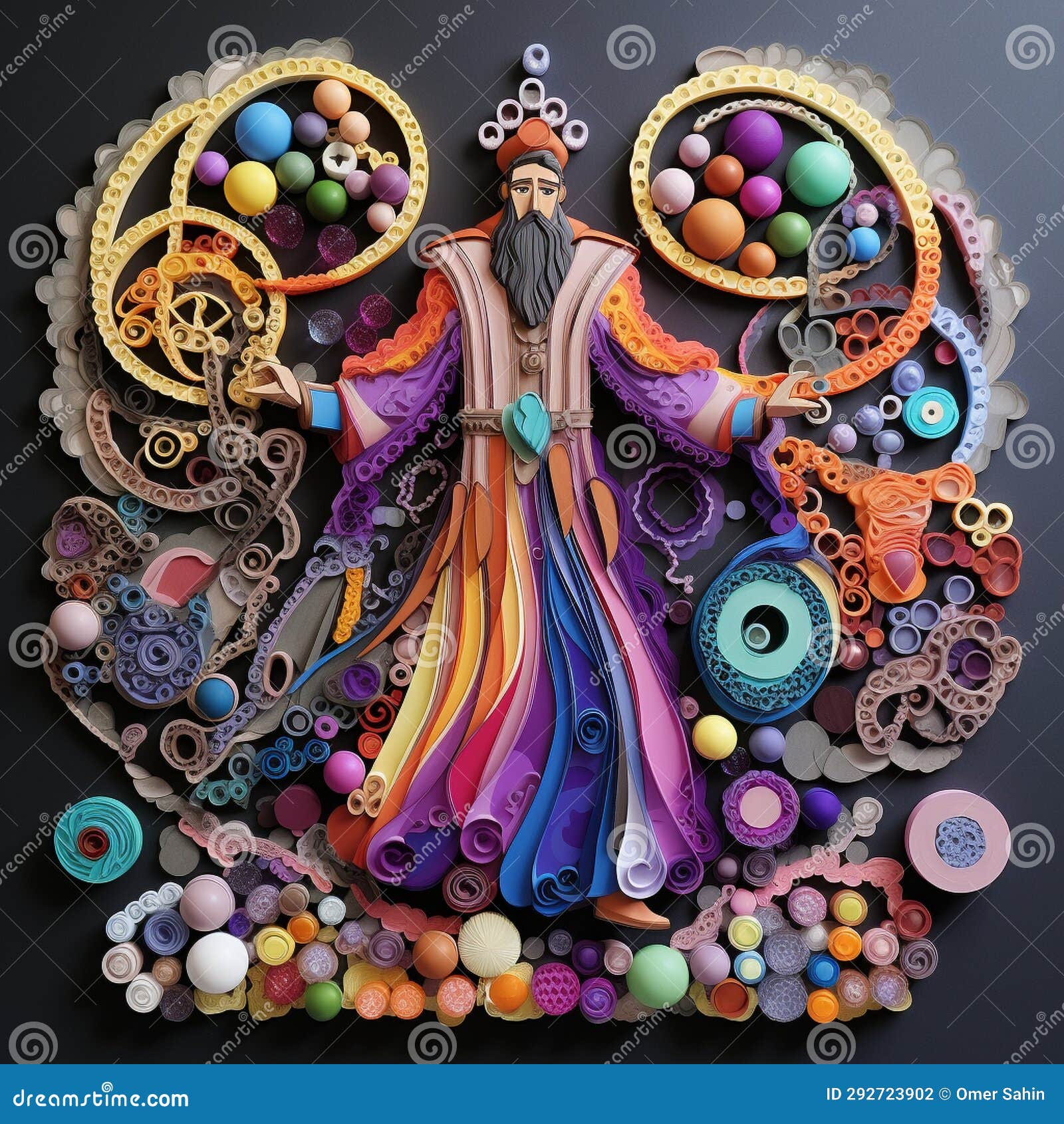 The Bead Alchemist Surrounded by a Magical Array of Vibrant Beads Stock ...