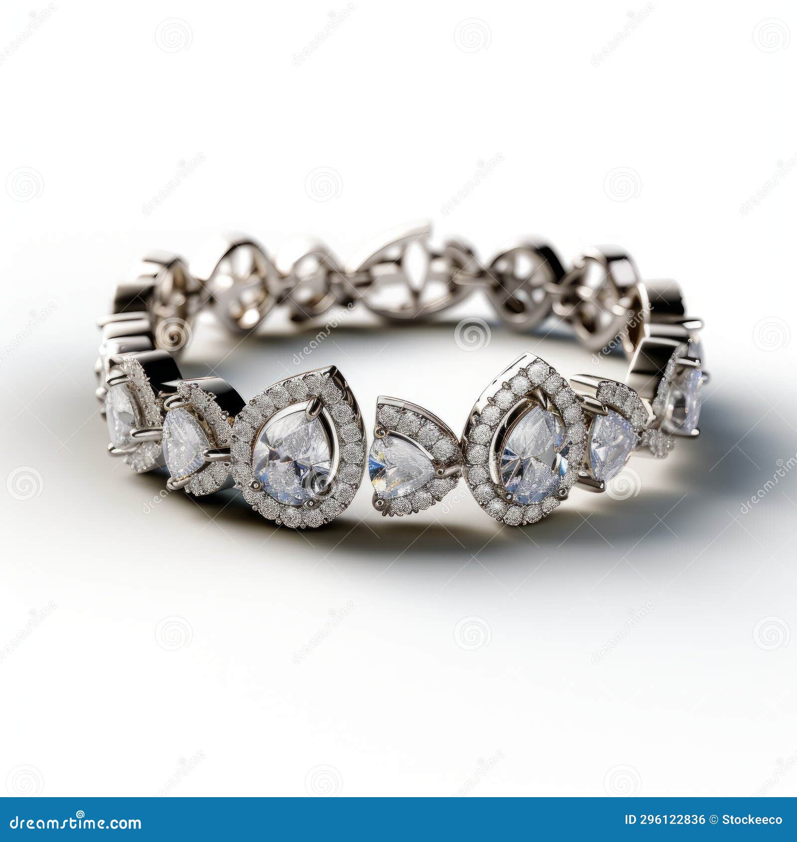 Elegant Diamond Bracelet with Halo Design in 18k White Gold Stock ...