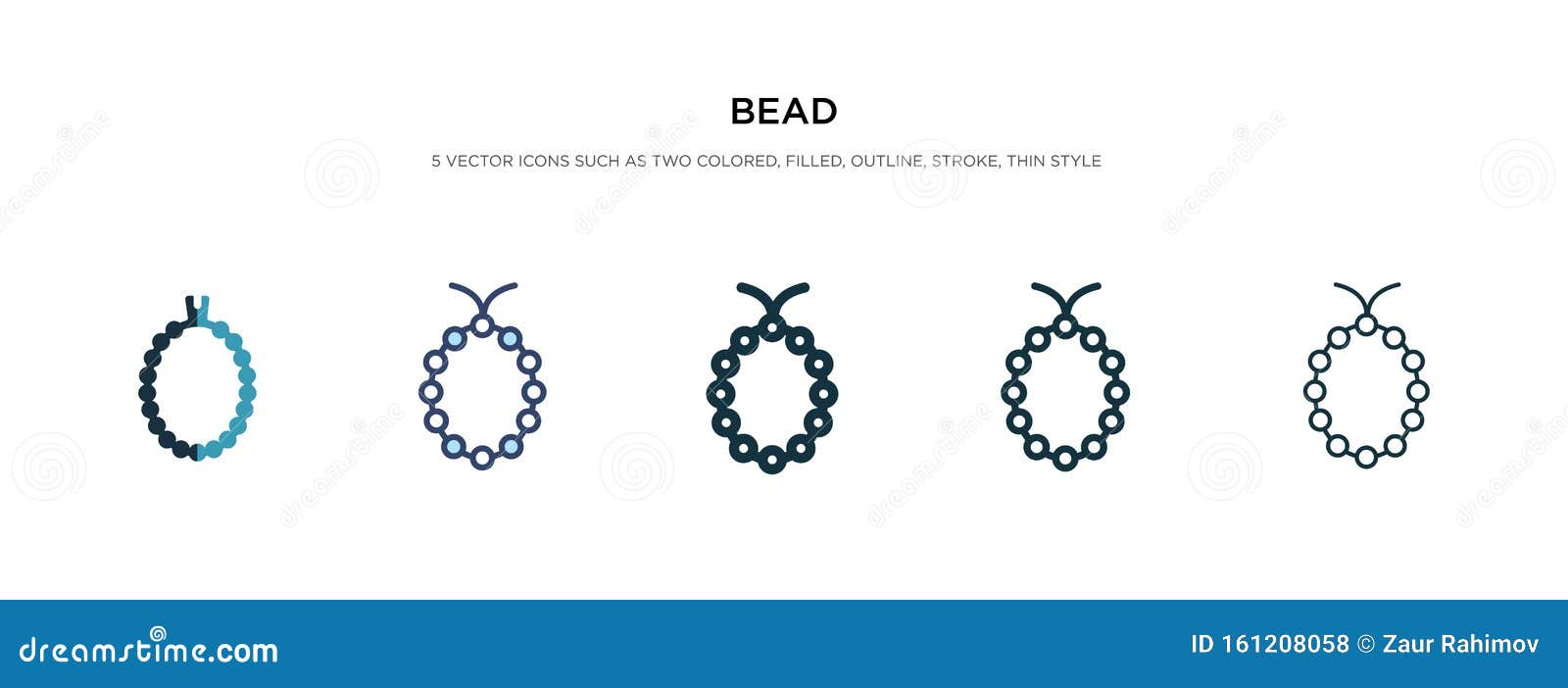Bead Icon in Different Style Vector Illustration. Two Colored and Black ...