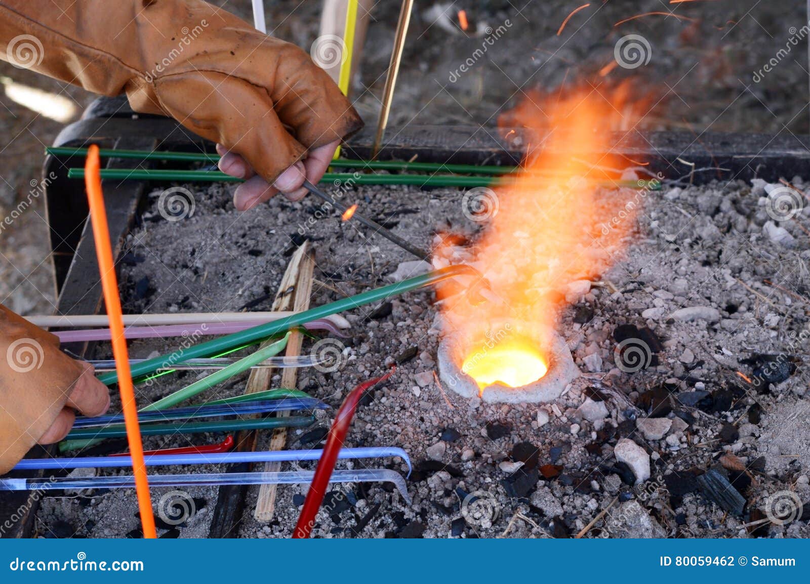 Bead manufacturing process stock photo. Image of glassblowing - 80059462