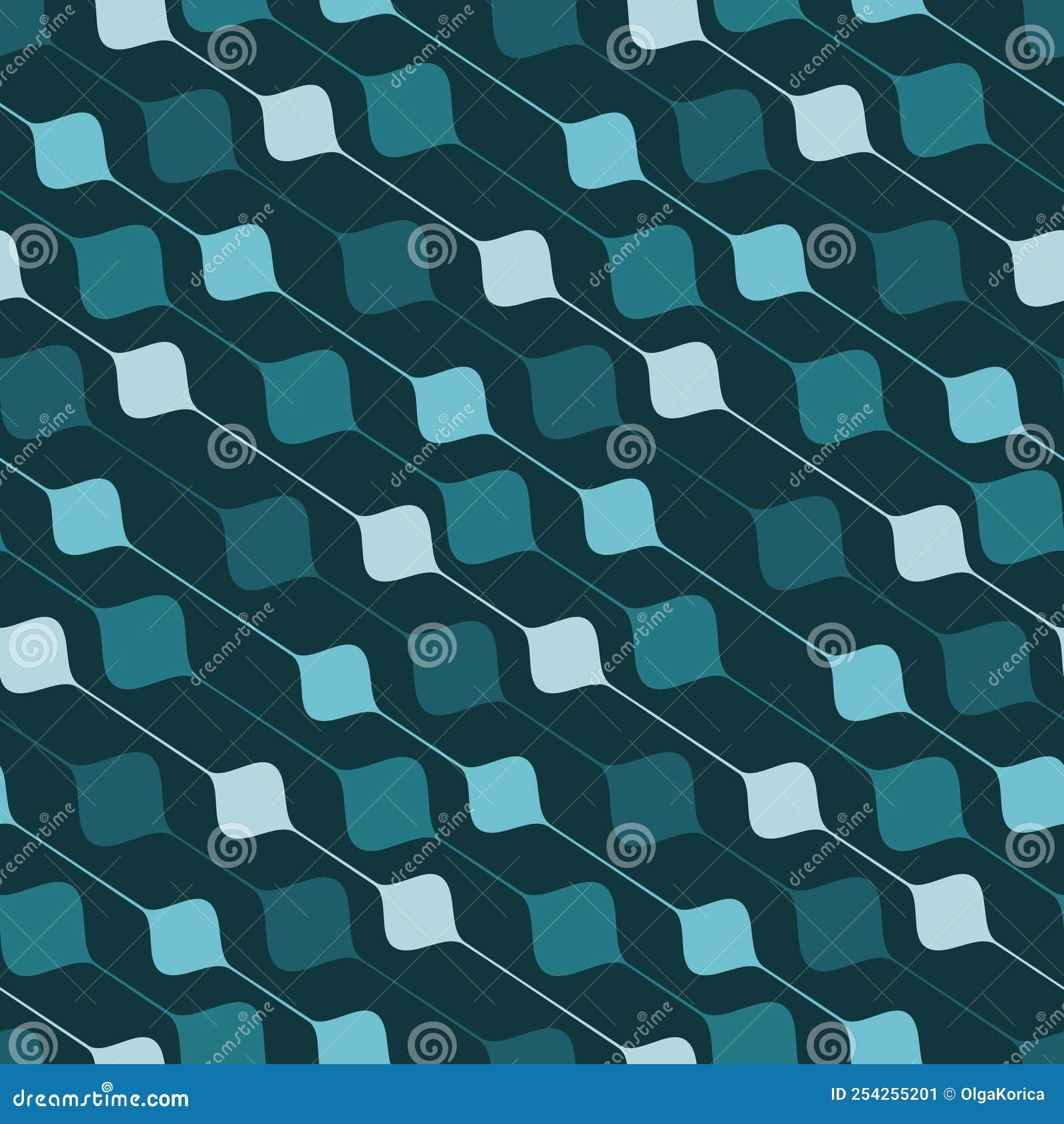 Bead on a String Abstract Art Seamless Pattern, Monochrome Emerald ...