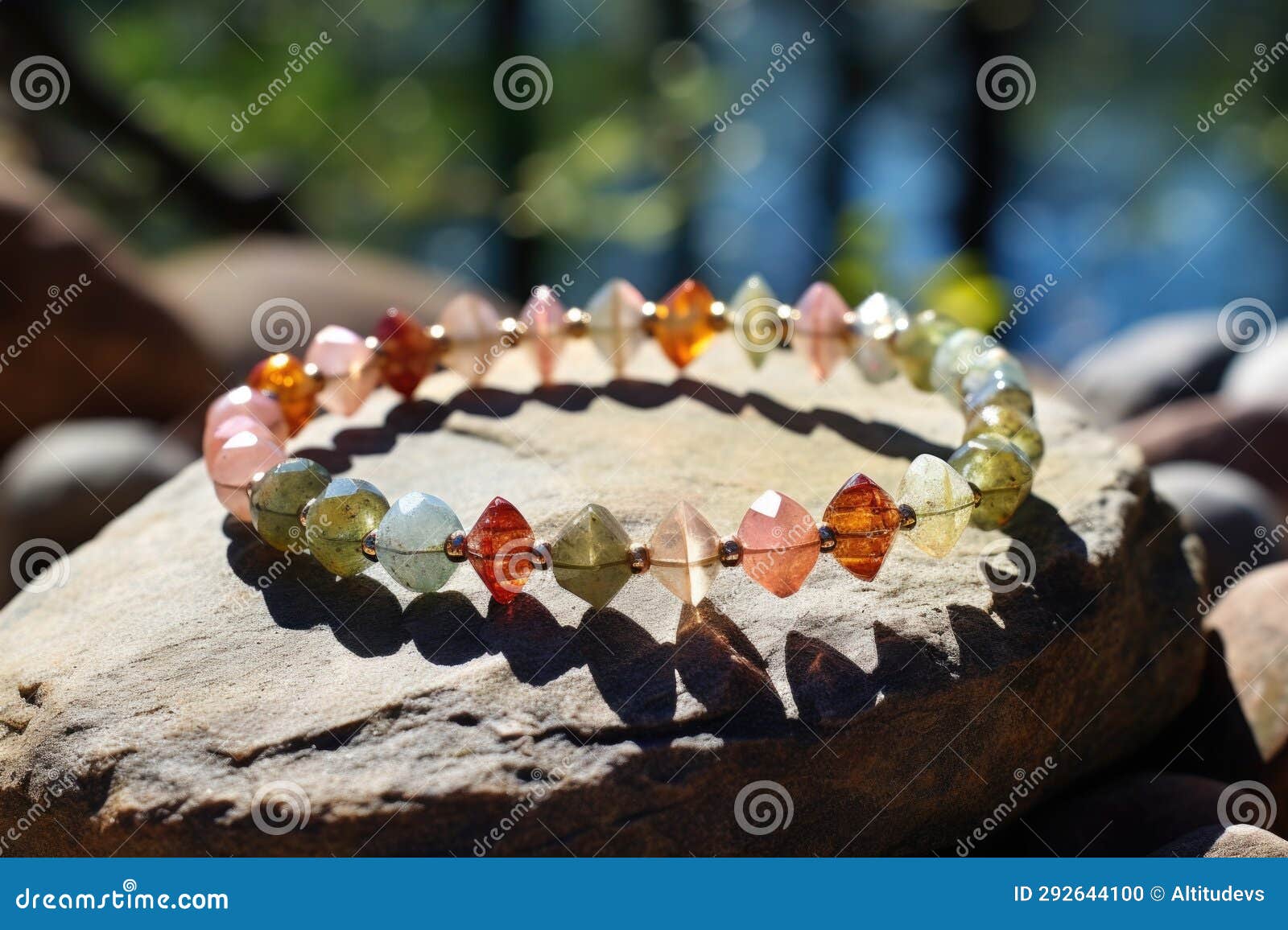 Beaded Bracelet on a Rough Granite Stone in Sunlight Stock Photo ...