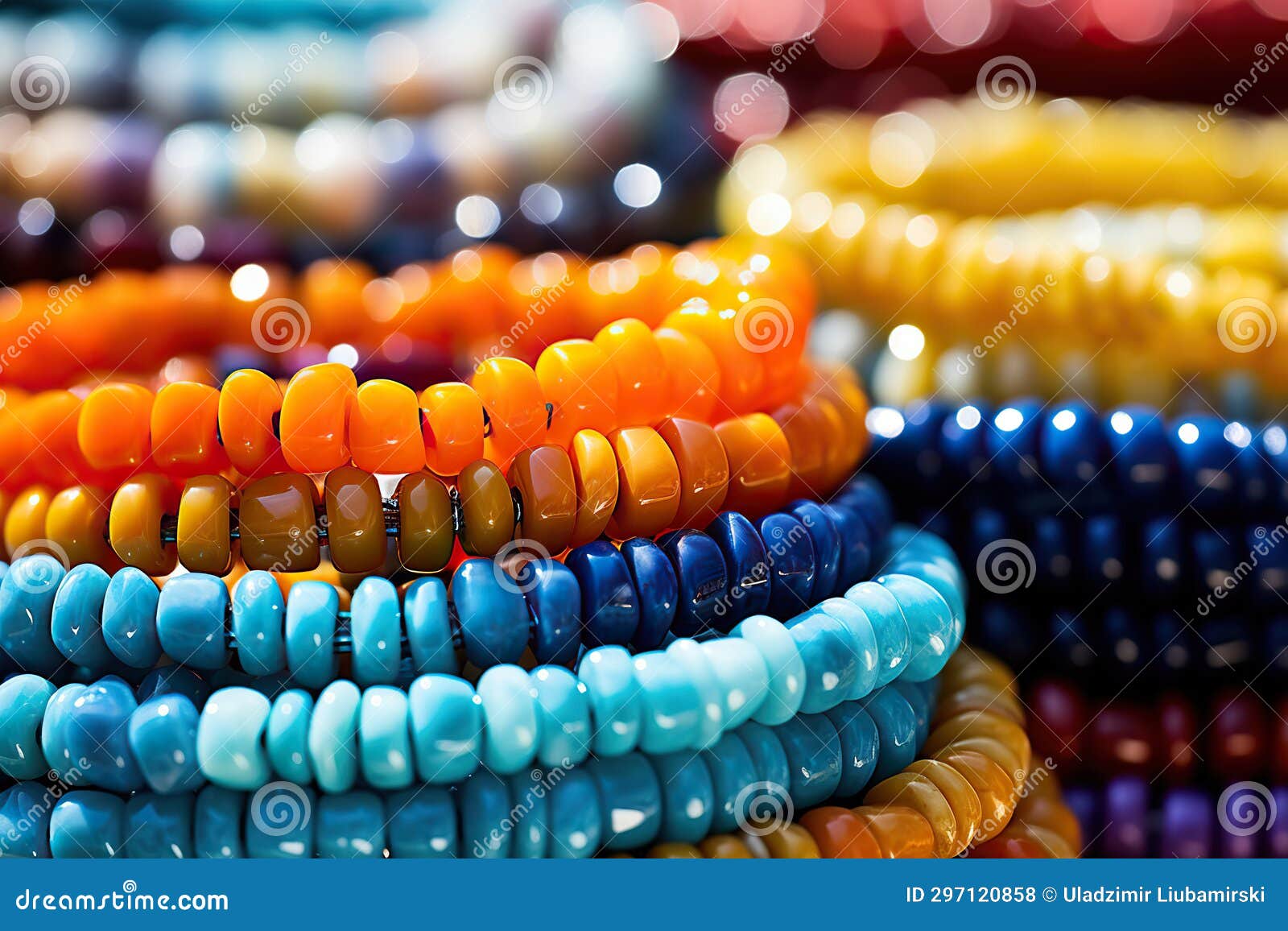 Beaded Bracelets in Different Colors. Generated by Artificial ...