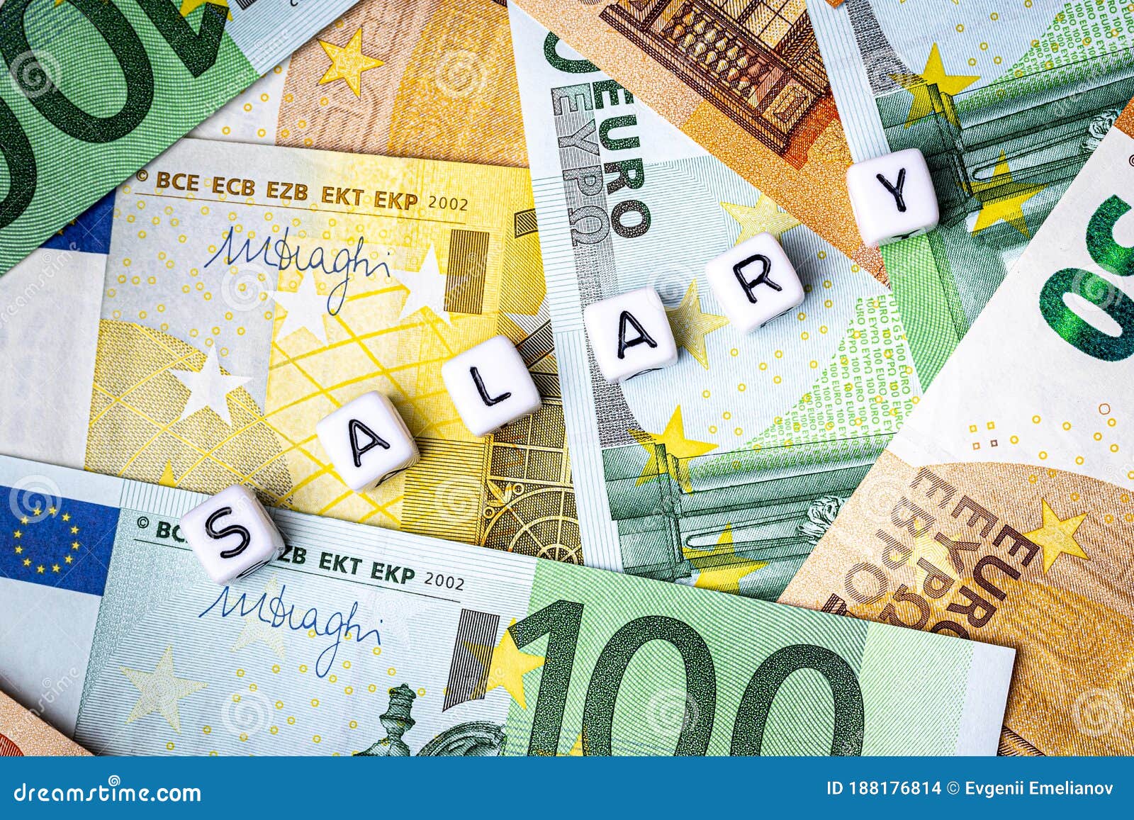 Beaded Inscription Salary and Euro Notes Stock Photo - Image of money ...
