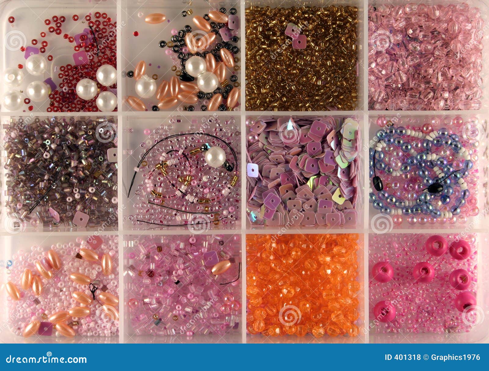 Beads in a box stock photo. Image of bead, circle, pink - 401318