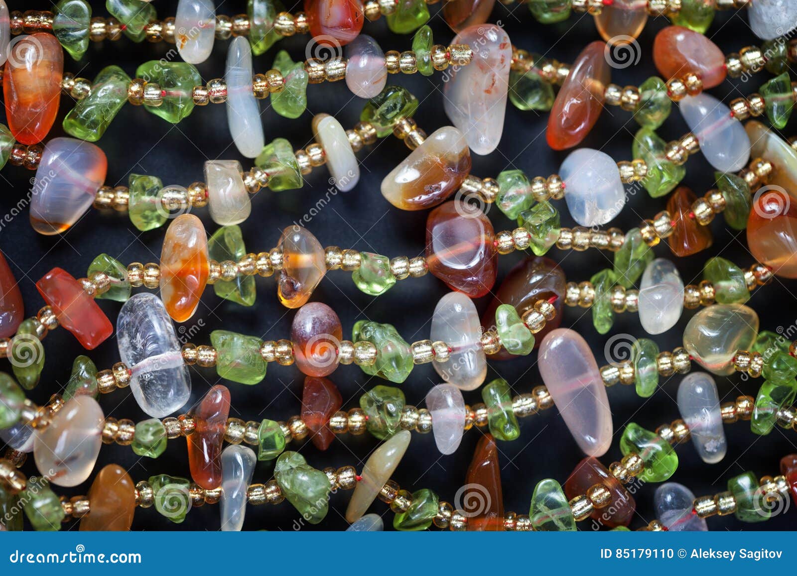 Beads of Multicolored Stones Stock Photo - Image of elegance, glass ...