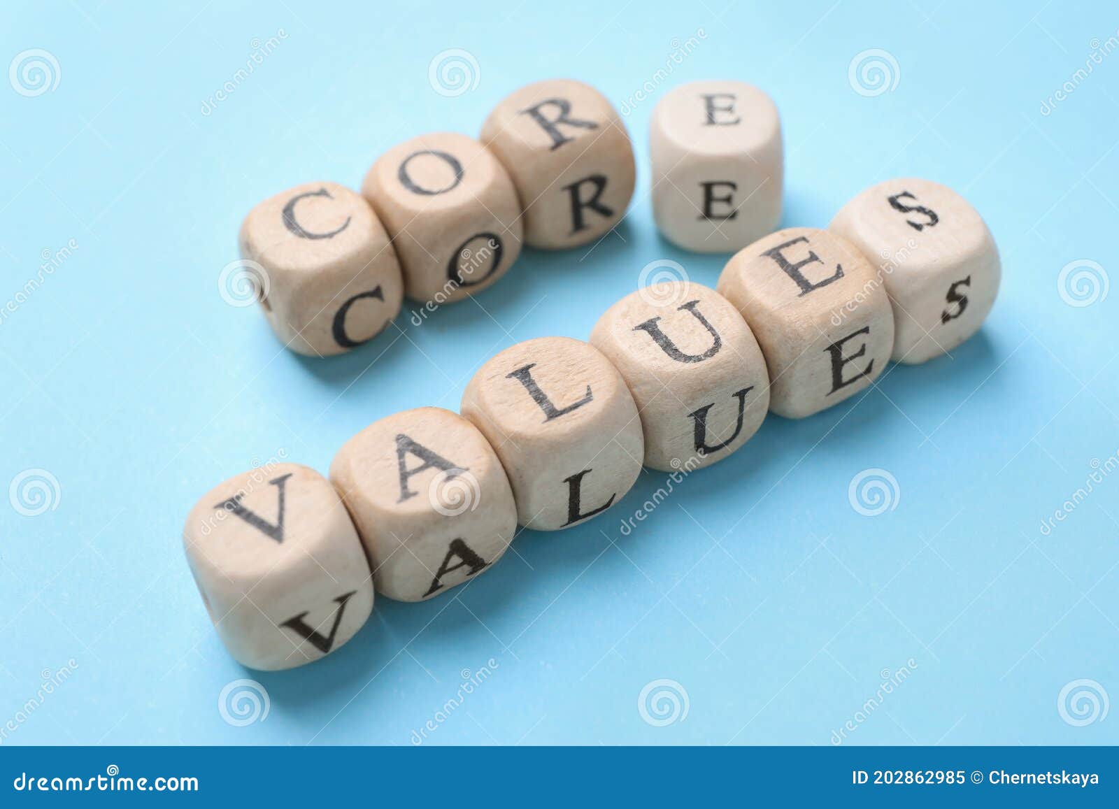 Beads with Phrase CORE VALUES on Light Blue Background Stock Image ...