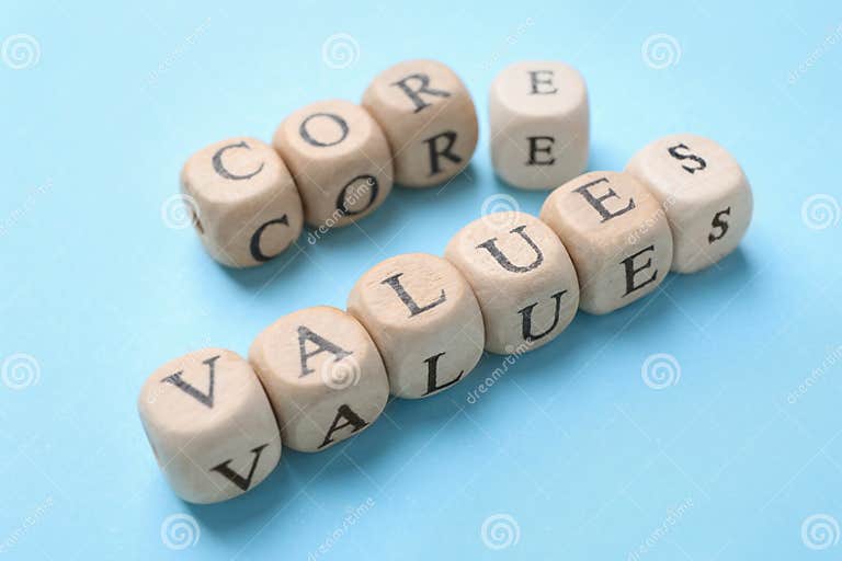 Beads with Phrase CORE VALUES on Light Blue Background Stock Image ...