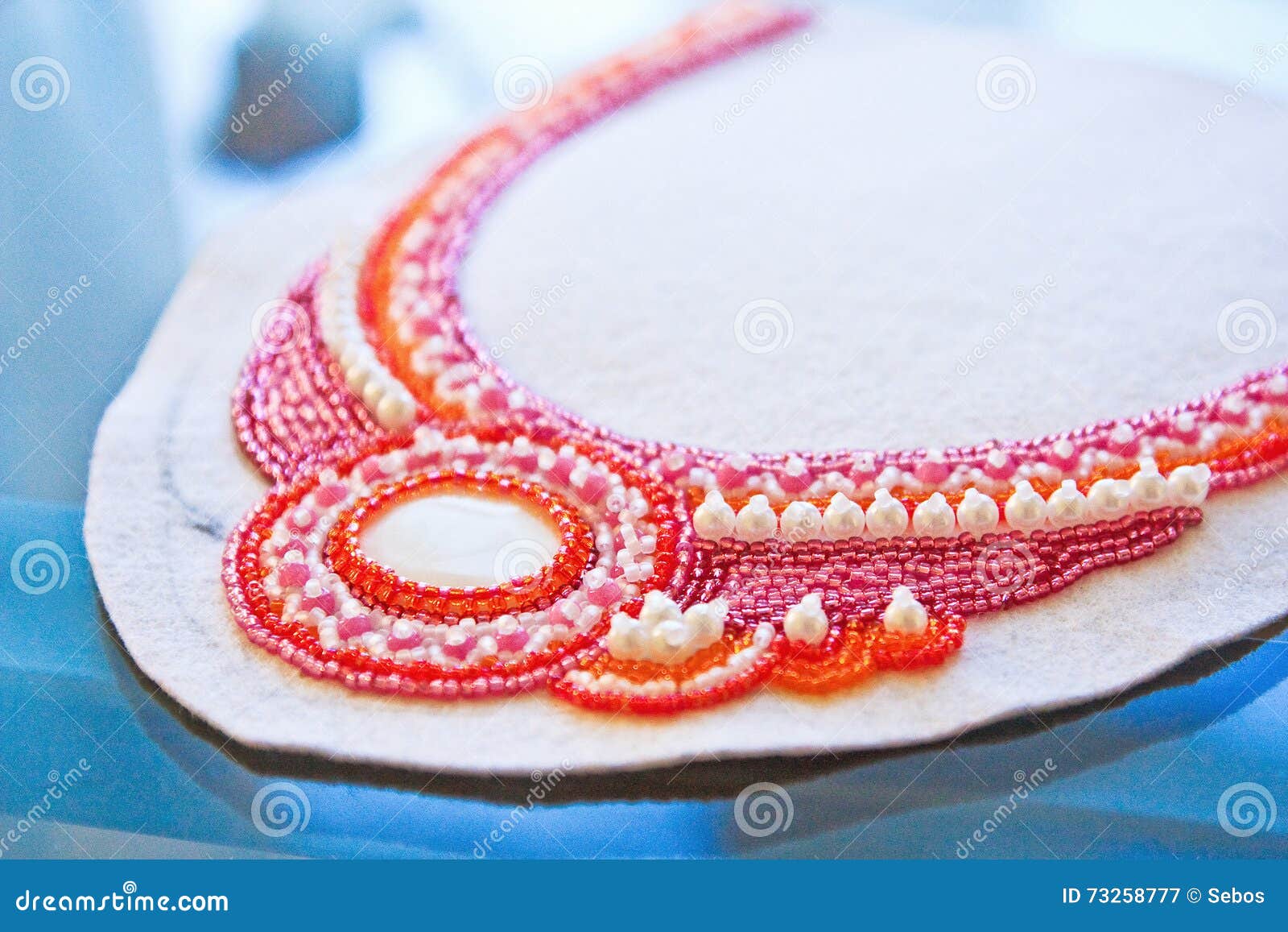 Beadwork. Detail Necklaces during Work. Stock Image - Image of detail ...