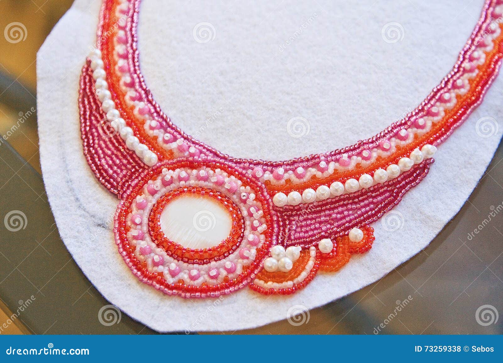 Beadwork. Detail Necklaces during Work. Stock Photo - Image of detail ...