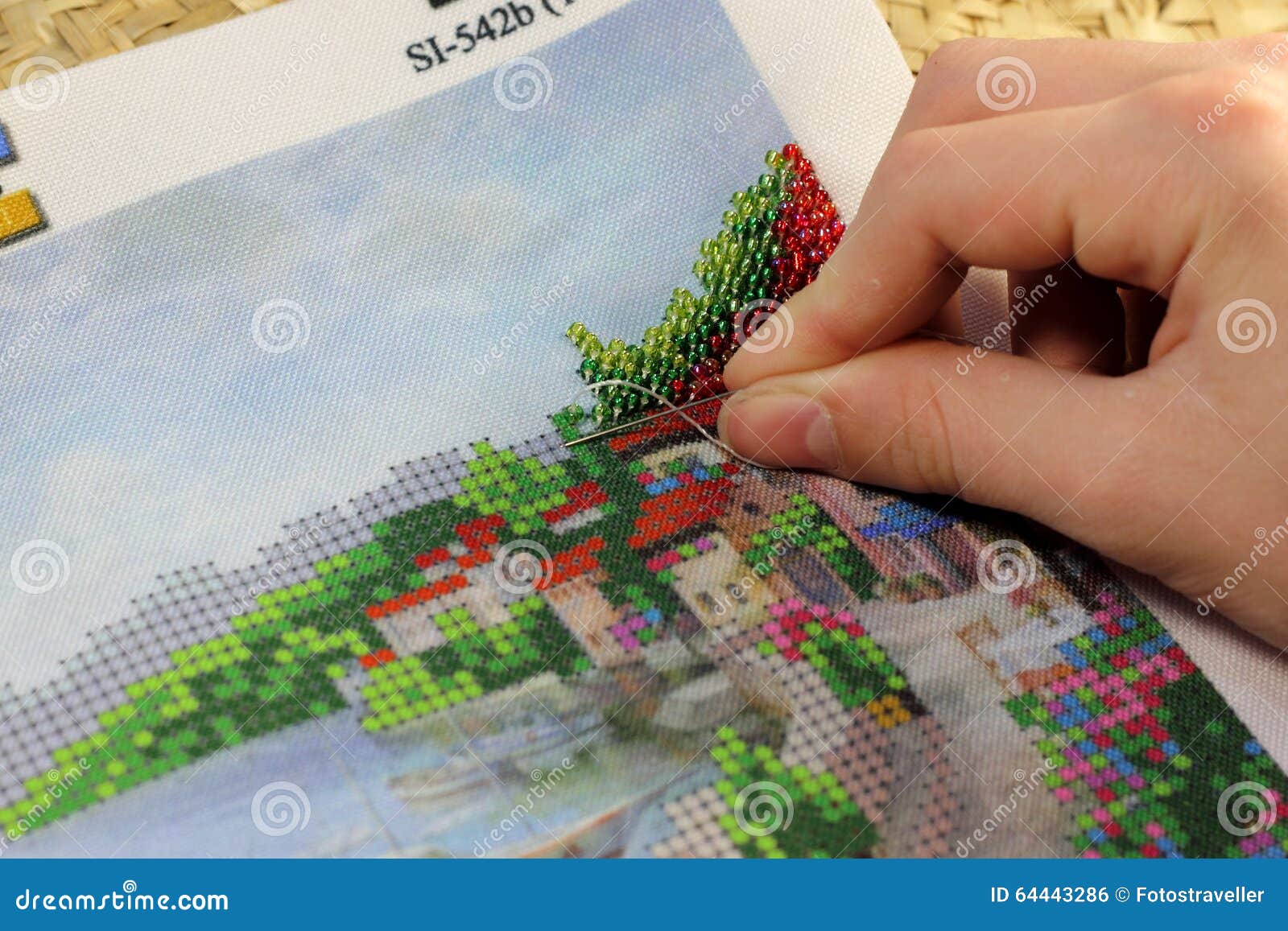 Beadwork stock photo. Image of beads, needle, palette - 64443286