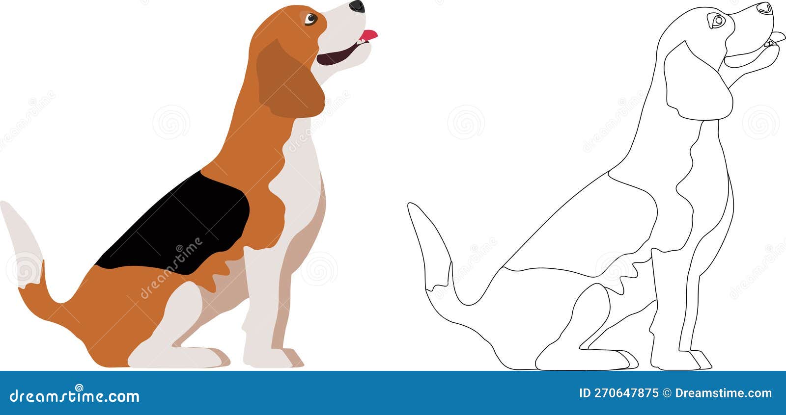 Beagle Dog Coloring Page Isolated For Kids Vector Illustration ...