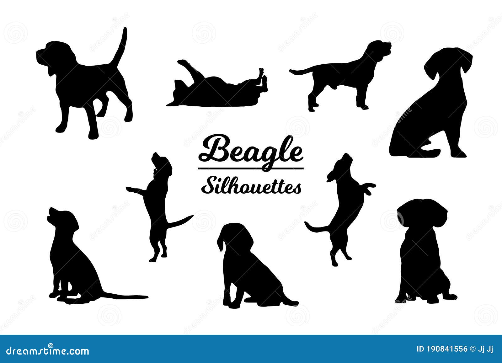 Beagle dog silhouettes stock vector. Illustration of domestic - 190841556