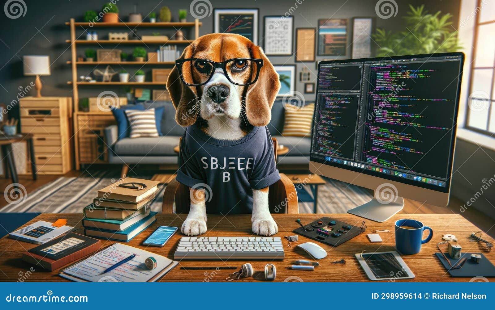Beagle Dressed As it Professional Stock Illustration - Illustration of ...