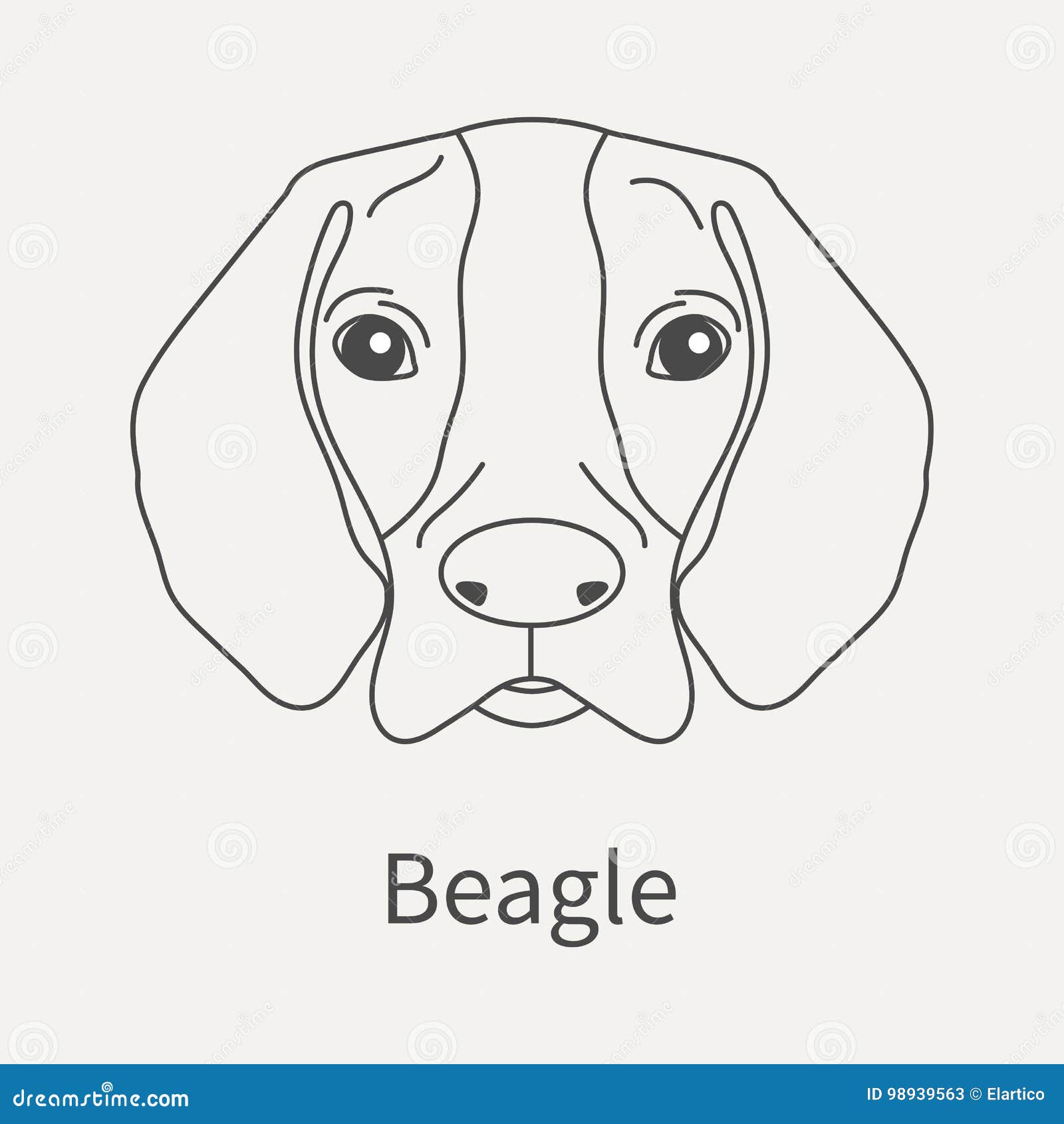 Beagle. Head Dog Beagle in a Linear Style. Graphics Outline Element for ...