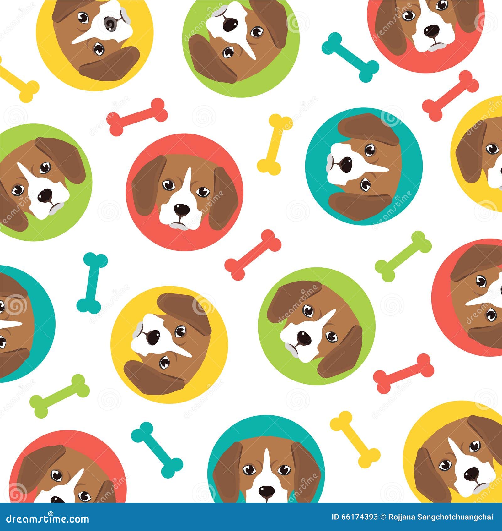 Beagle pattern stock vector. Illustration of mascot, characters - 66174393