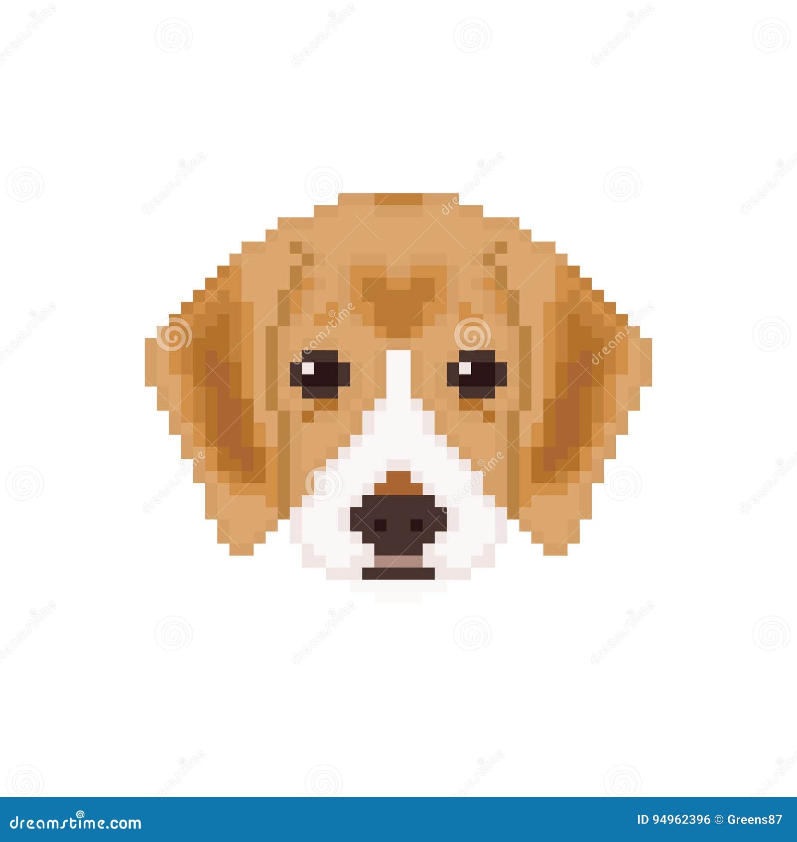 Beagle Puppy Head in Pixel Art Style. Stock Vector - Illustration of ...