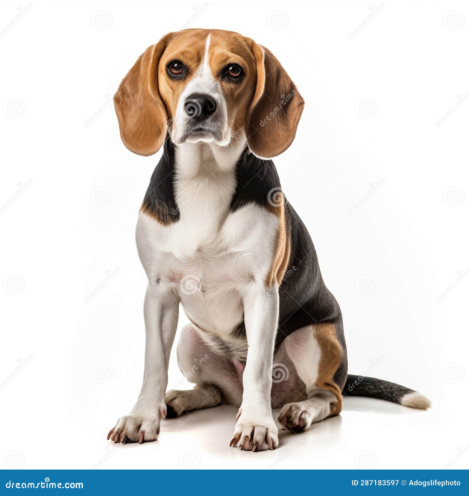 Beagle Purebred Dog Sitting on White Stock Illustration - Illustration ...