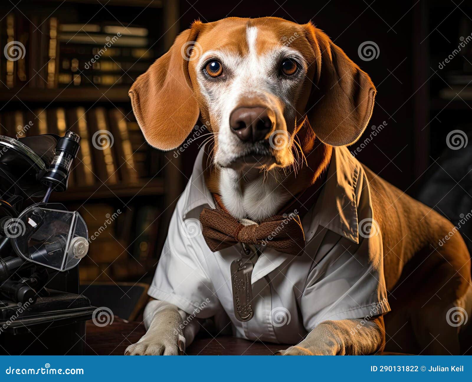 Beagle Scientist Using Microscope Stock Illustration - Illustration of ...