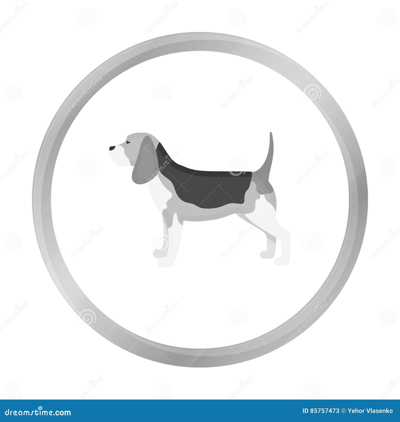 Beagle Vector Icon in Monochrome Style for Web Stock Vector ...