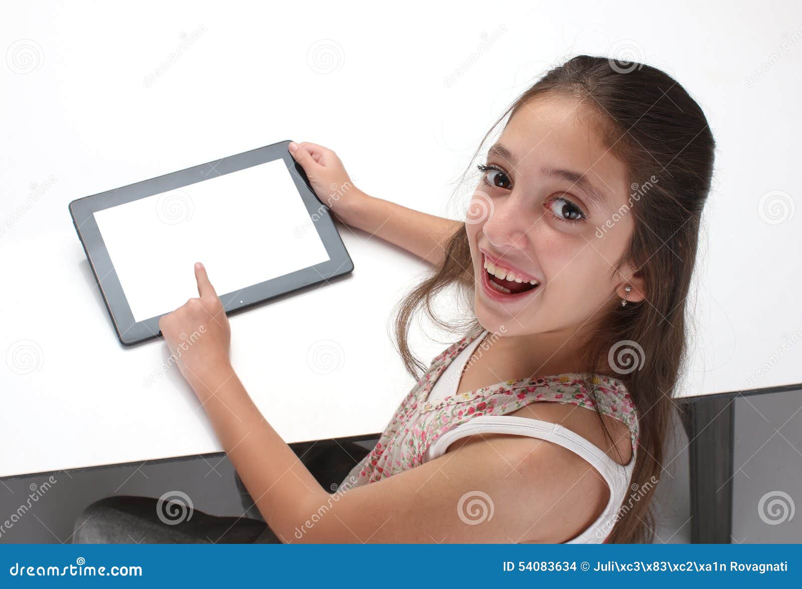 Beaitiful Pre-teen Girl Using a Tablet Computer Stock Photo - Image of ...