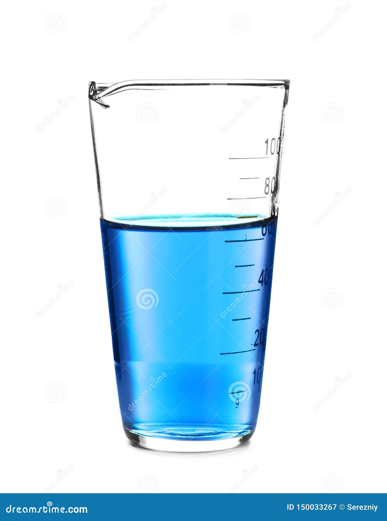 Beaker with Blue Liquid on White Background Stock Image - Image of ...