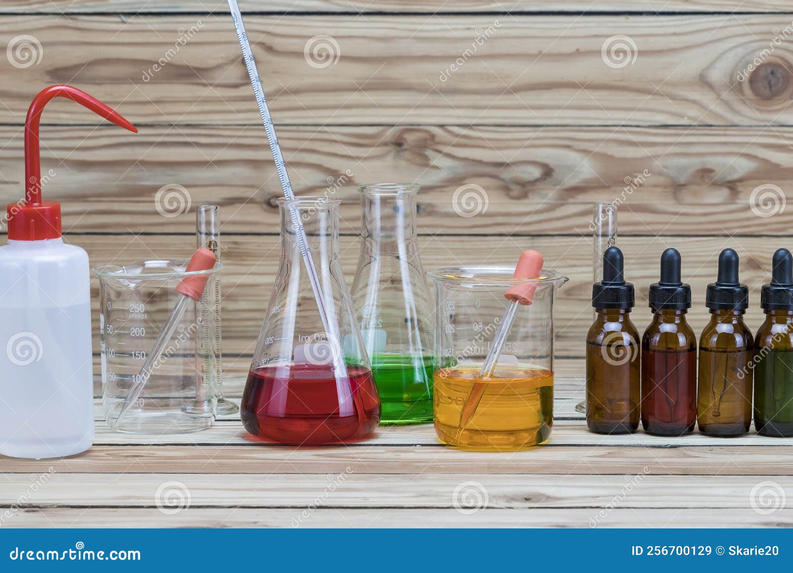 Beaker and Bottle. Several Chemical Solution in Flask Stock Image ...