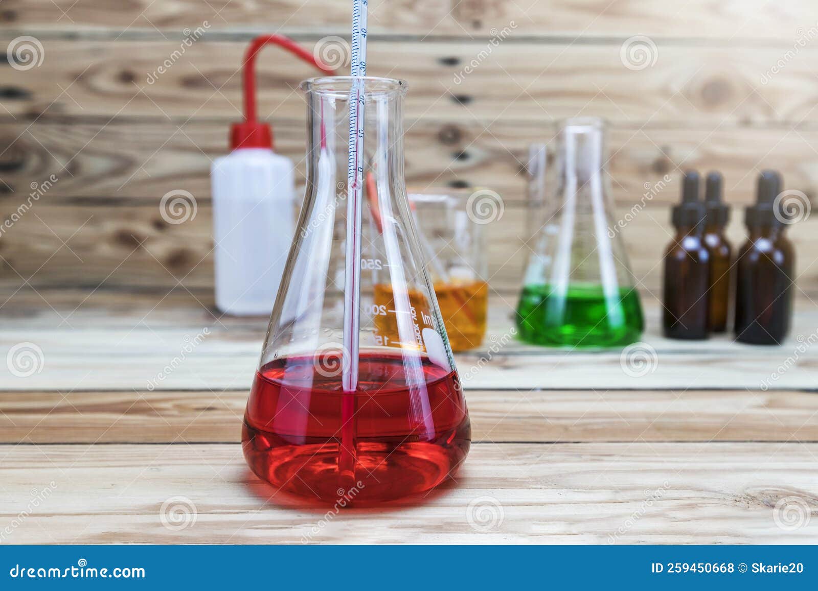 Beaker and Bottle. Several Chemical Solution in Flask Stock Photo ...