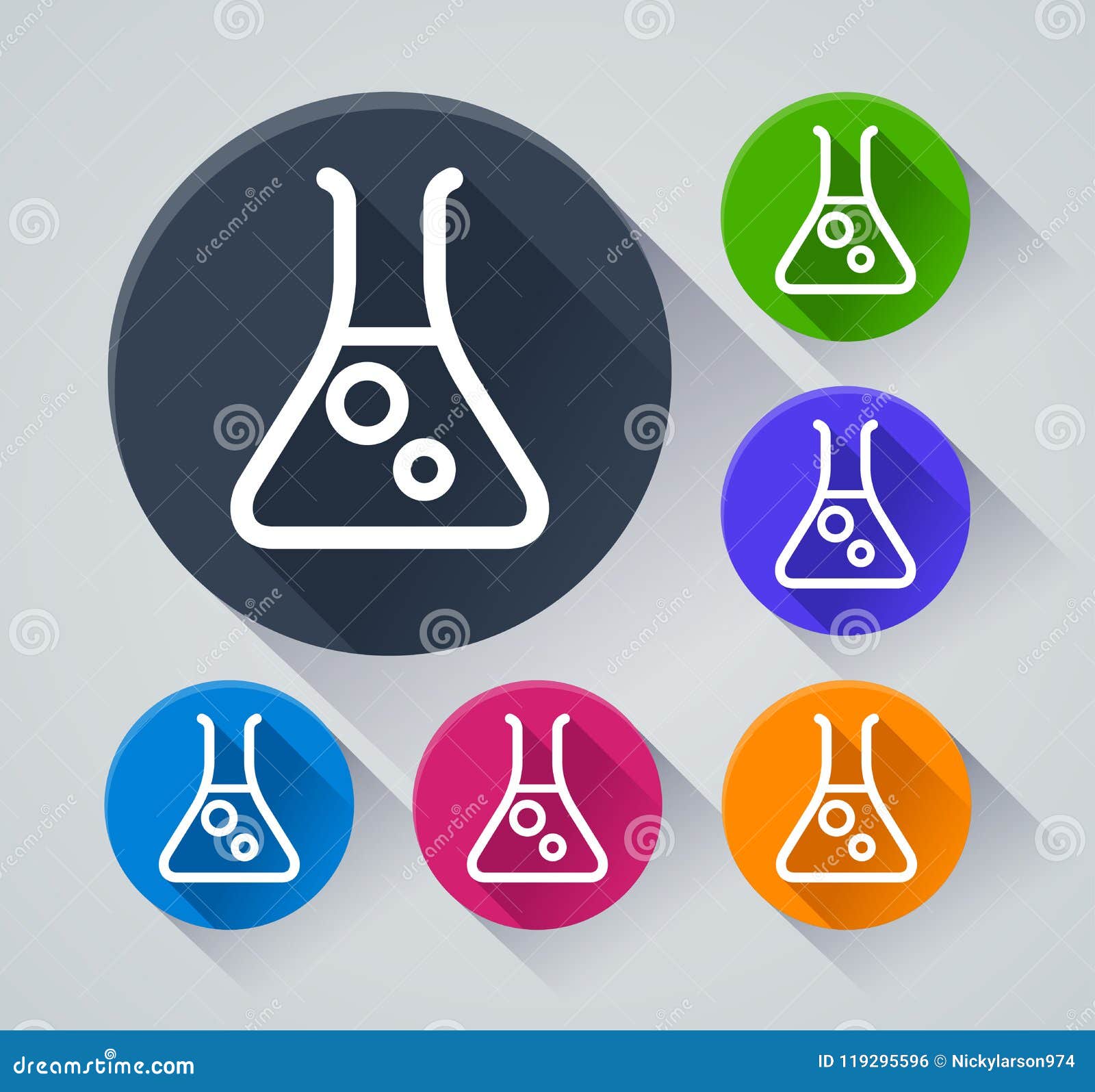 Beaker Circle Icons with Shadow Stock Vector - Illustration of circle ...