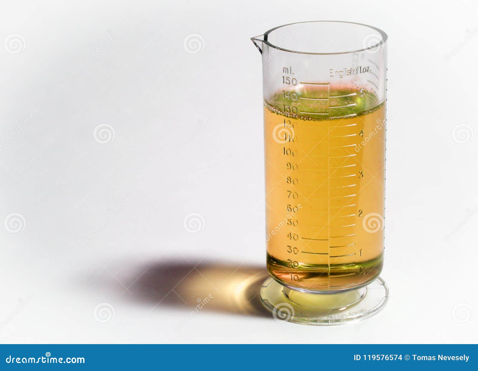 Beaker Or Flask With Yellow Liquid On White Background Stock Photo ...