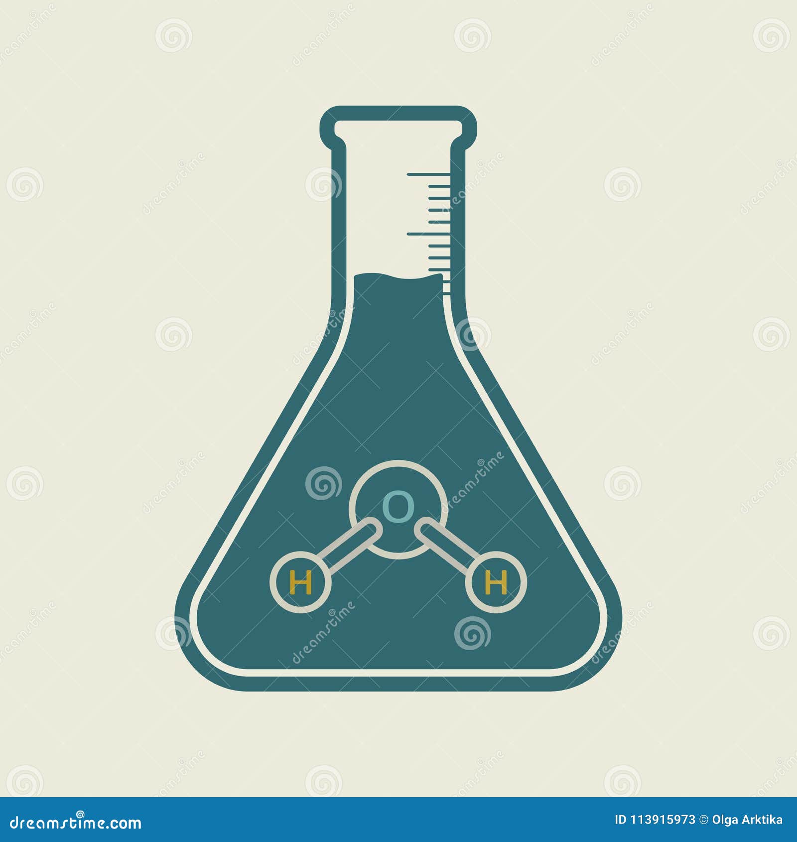 Beaker Icon with water stock vector. Illustration of medicine - 113915973