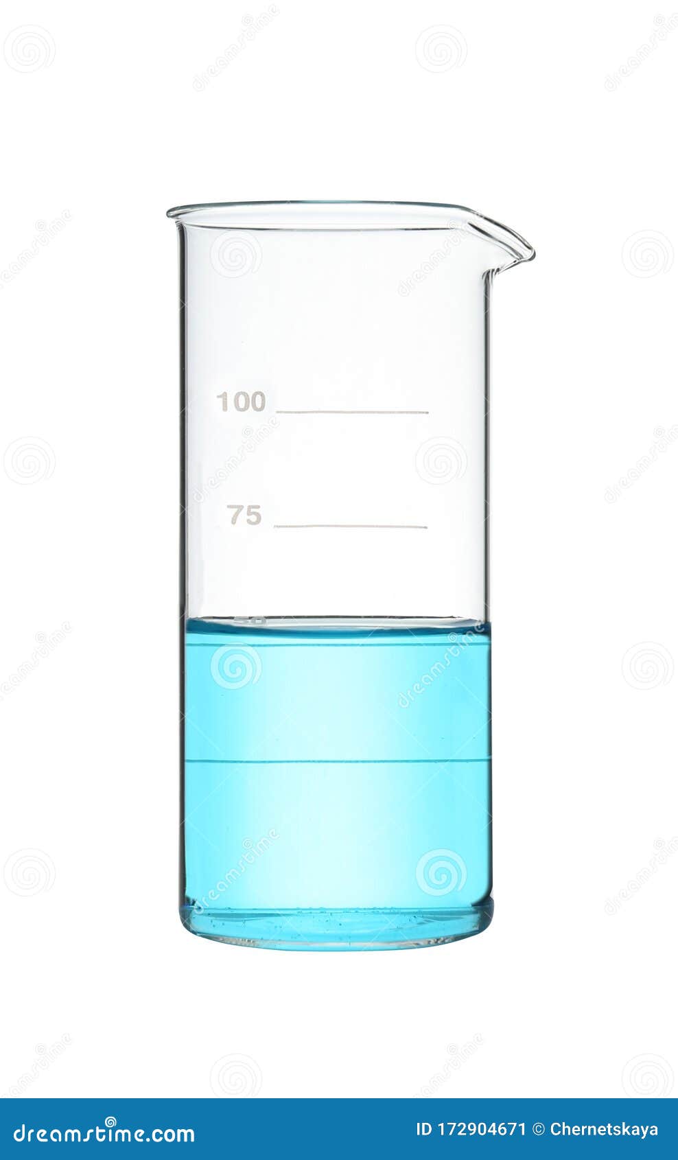 Beaker with Light Blue Liquid Isolated Stock Image - Image of ...