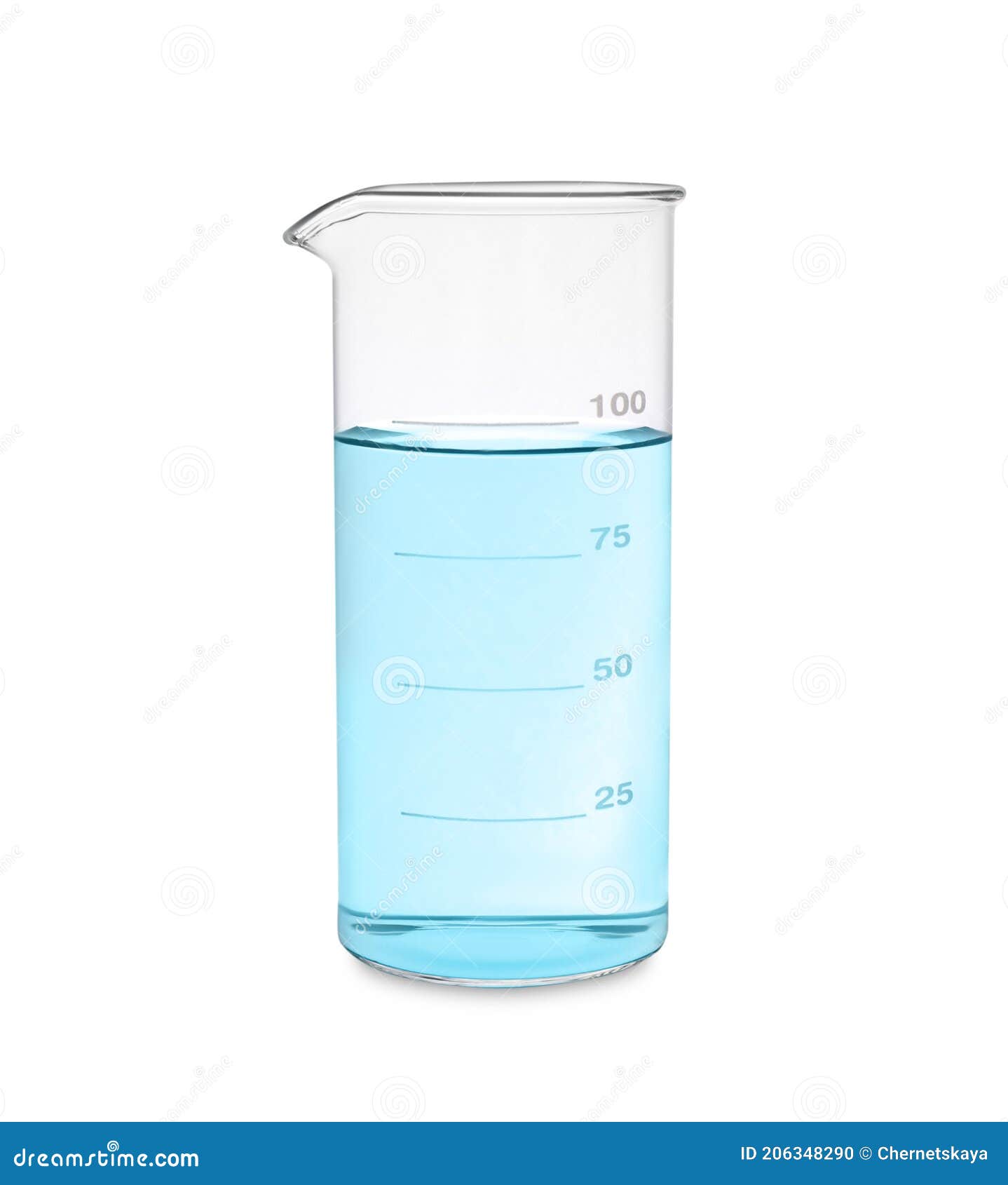 Beaker with Light Blue Liquid Isolated on White Stock Photo - Image of ...