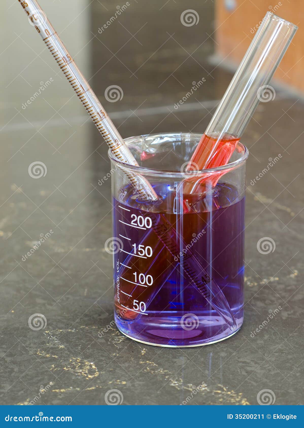 Beaker, Pipette N Test Tube Stock Image - Image of laboratory, liquid ...