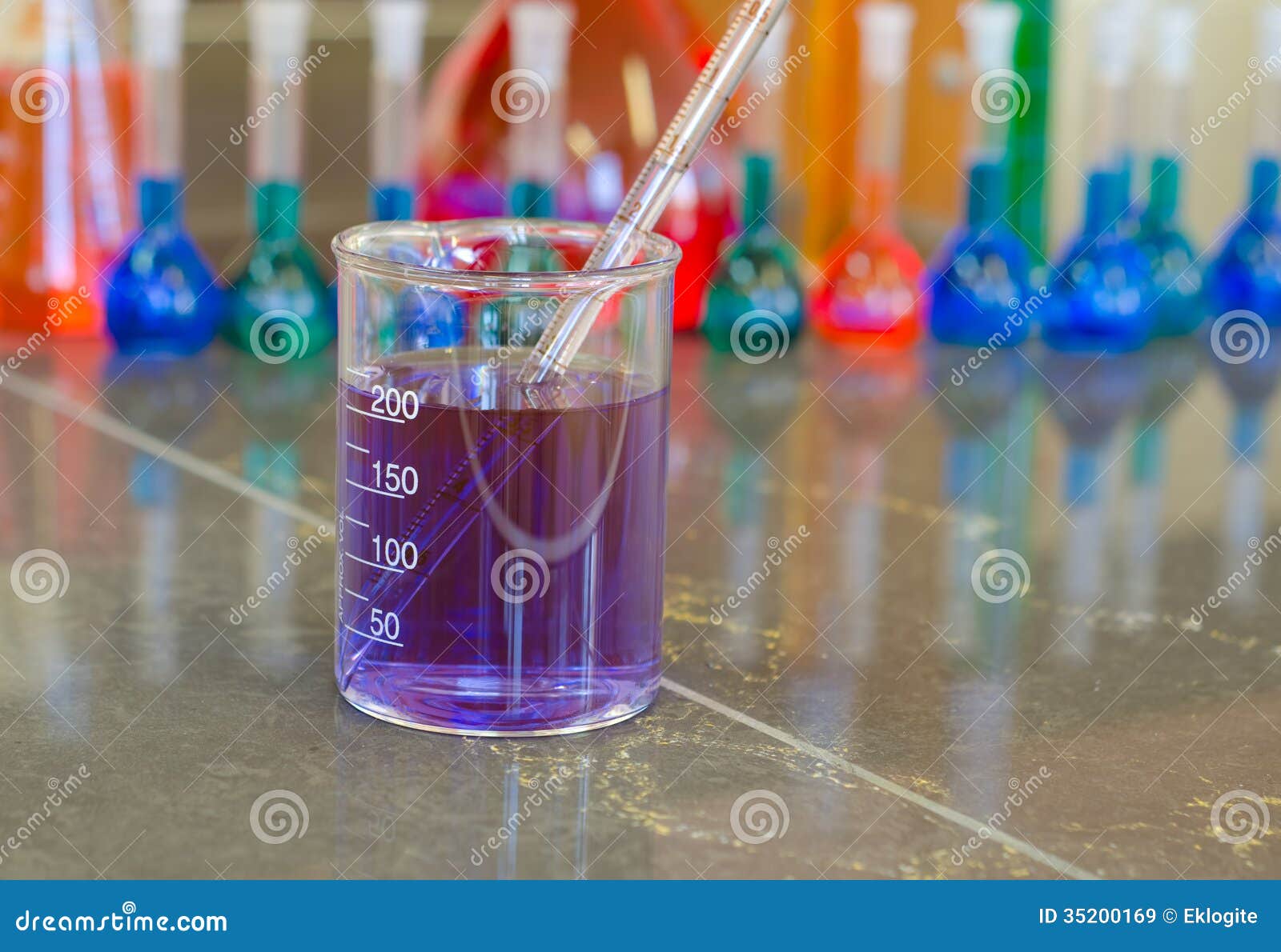 Beaker and the pipette stock image. Image of chemical - 35200169