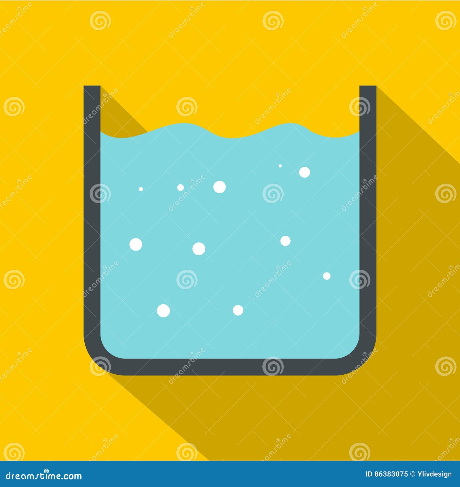 Beaker with Pure Blue Water Icon, Flat Style Stock Vector ...