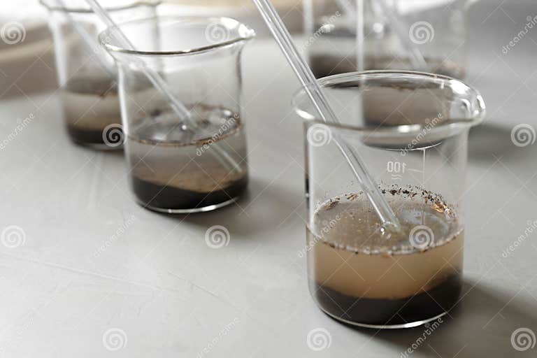 Beaker with Soil Extract on Table. Laboratory Analysis Stock Image ...