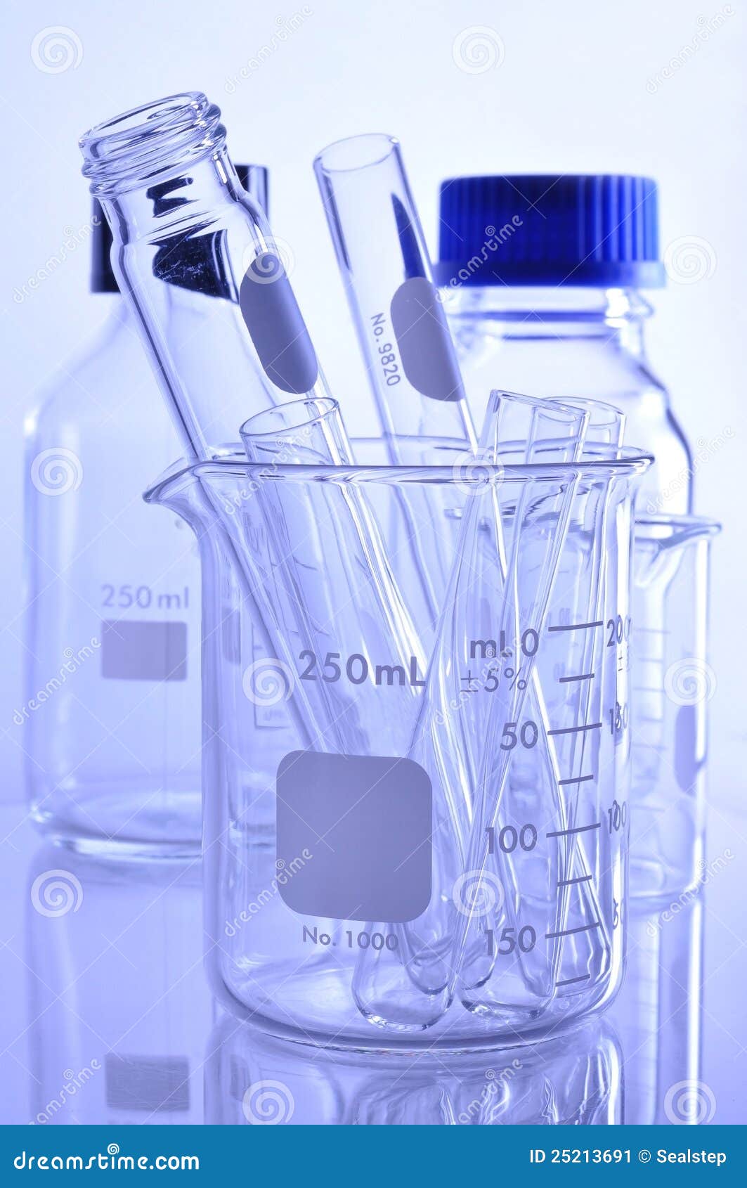 Beaker and Tube on White Background. Stock Image - Image of reagents ...