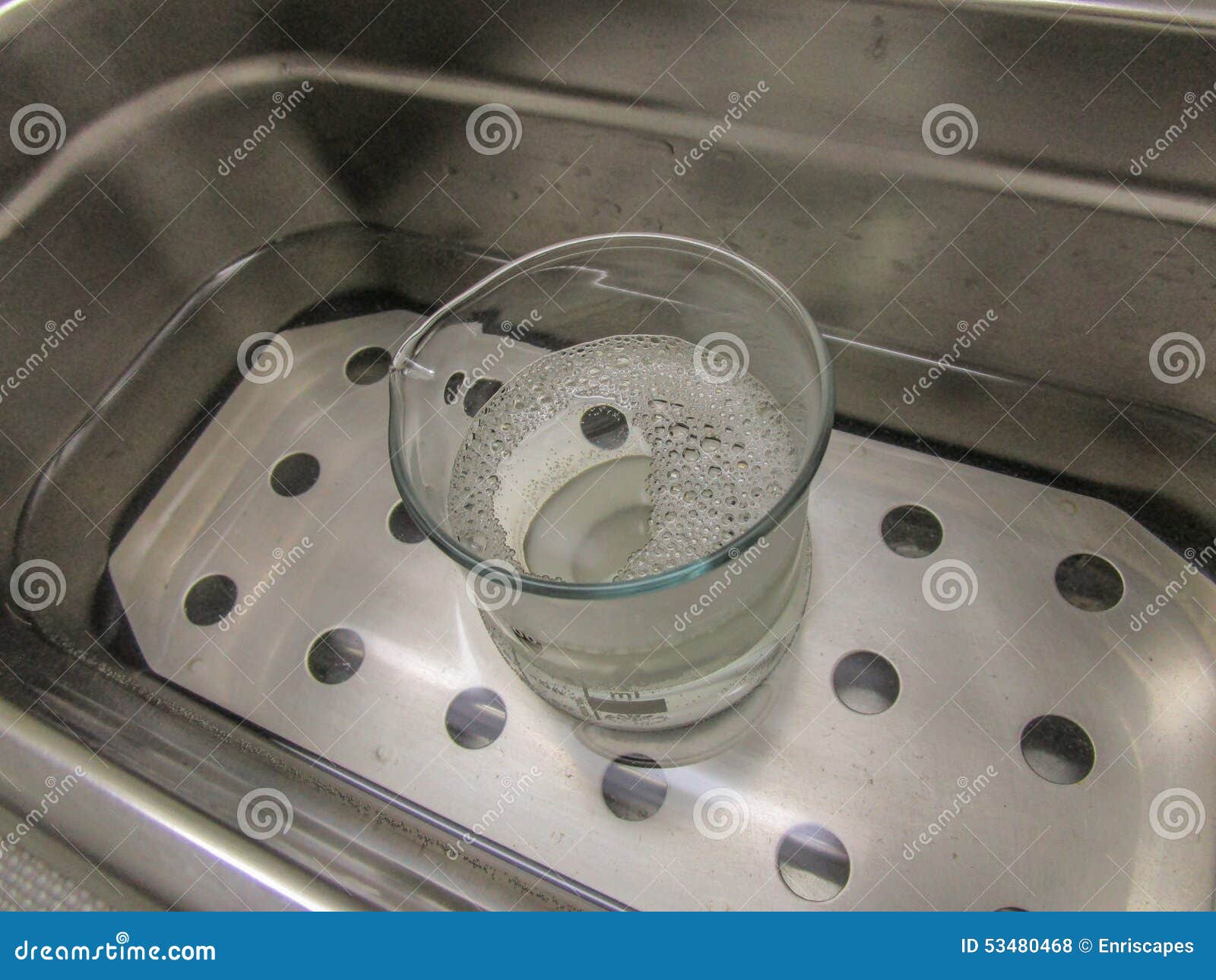 Beaker in a water bath stock photo. Image of glass, solution - 53480468