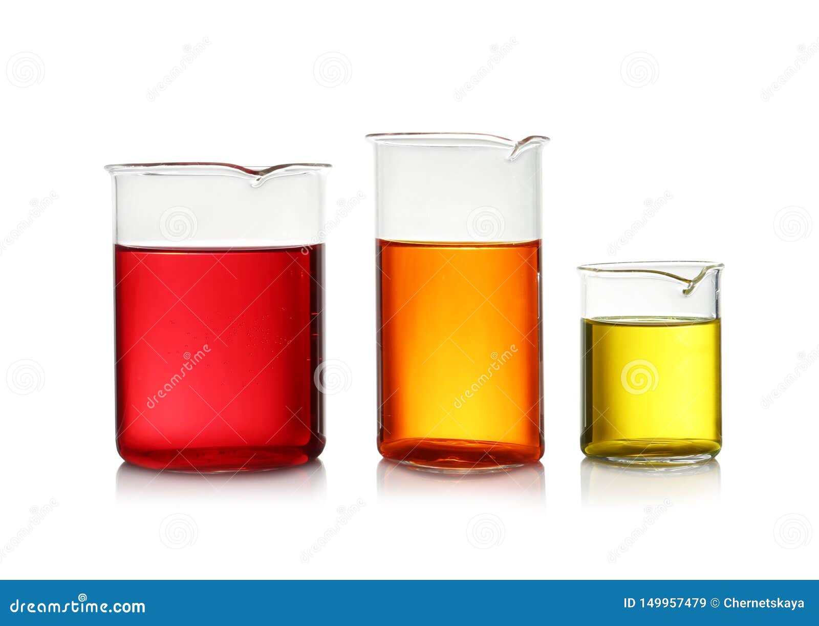 Beakers with Color Liquid on White. Solution Chemistry Stock Image ...