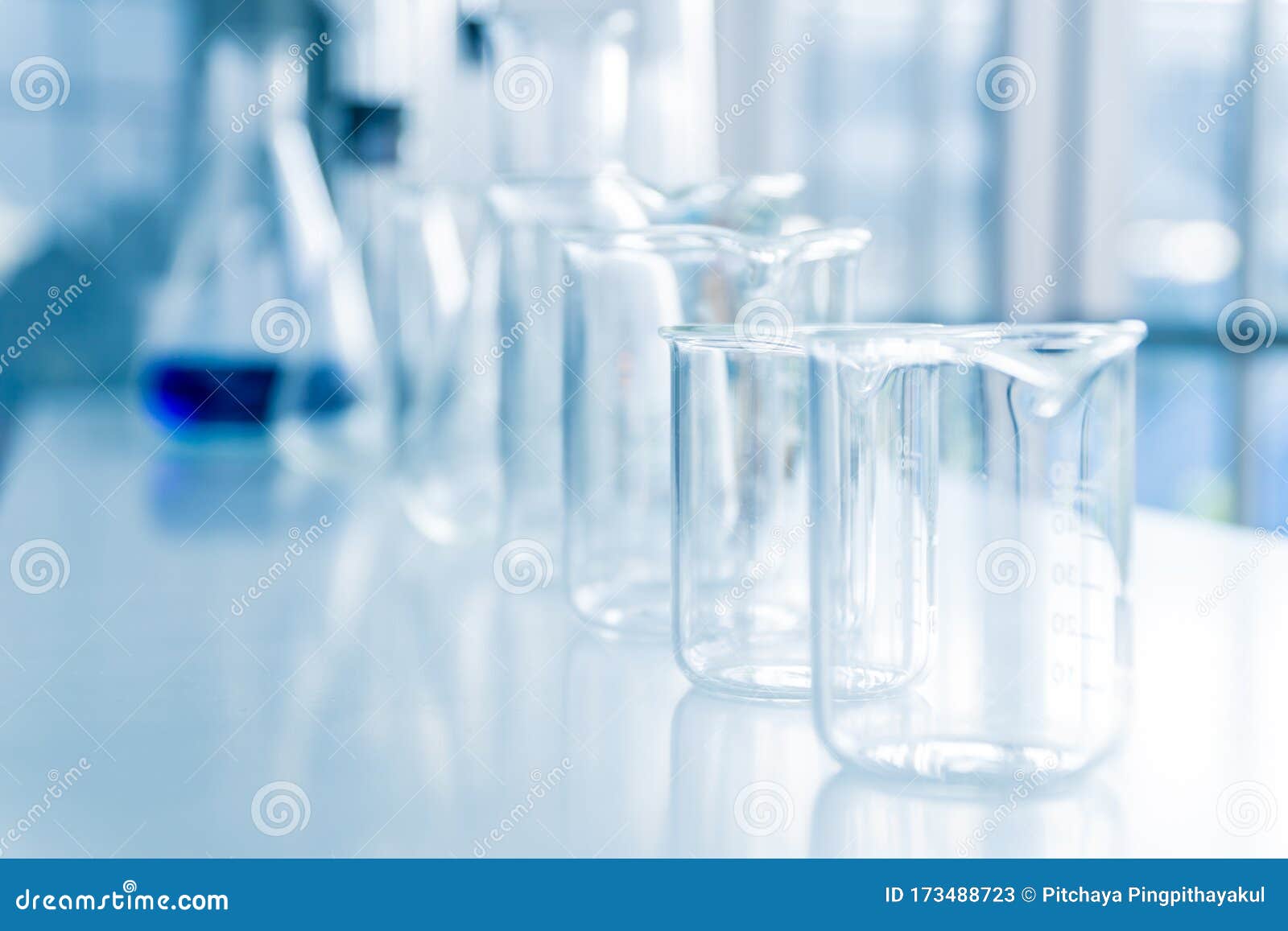 Beakers and Flasks on the Table, Stock Image - Image of health, objects ...