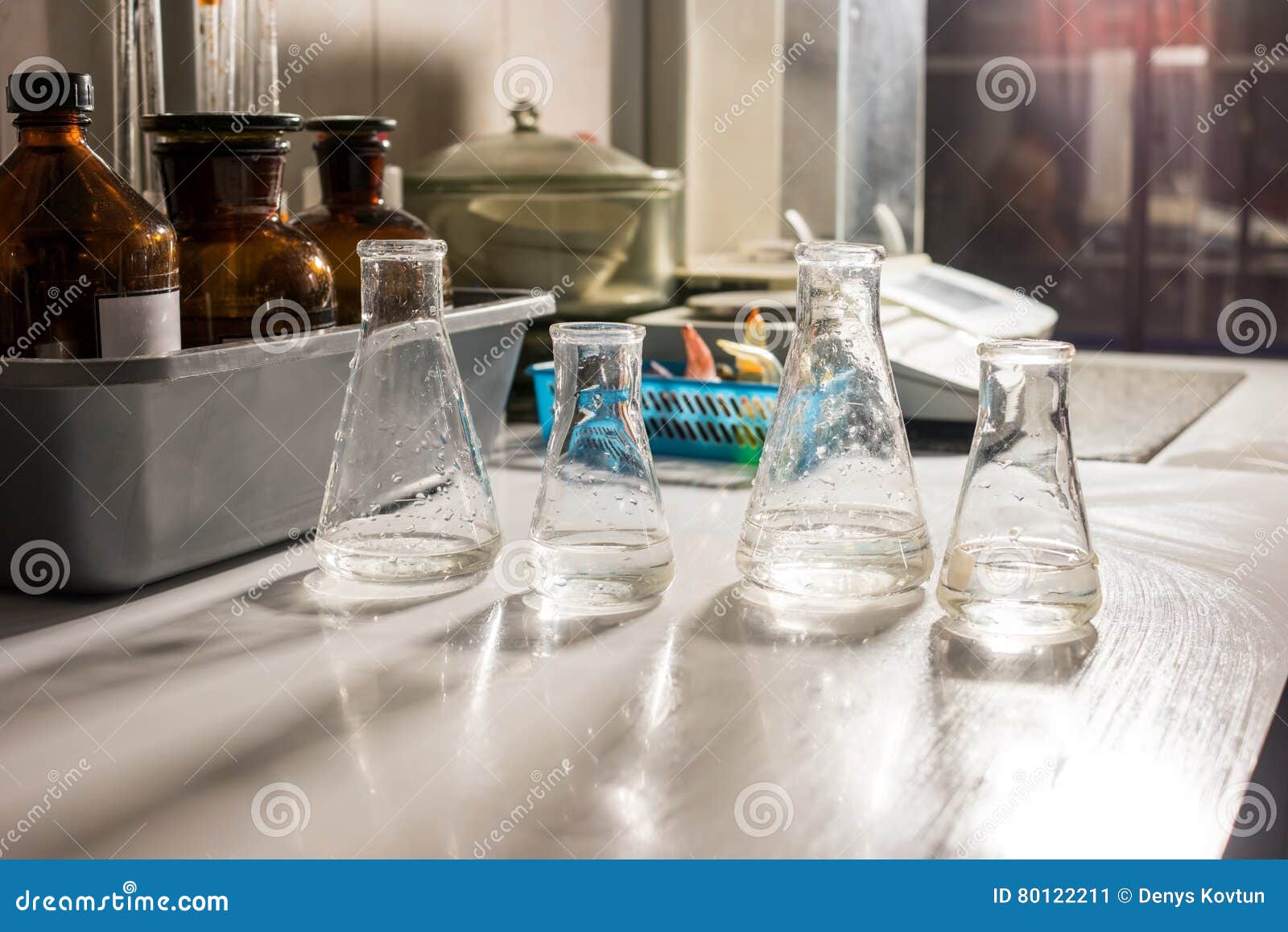 Beakers with Transparent Liquid. Stock Image - Image of beaker ...