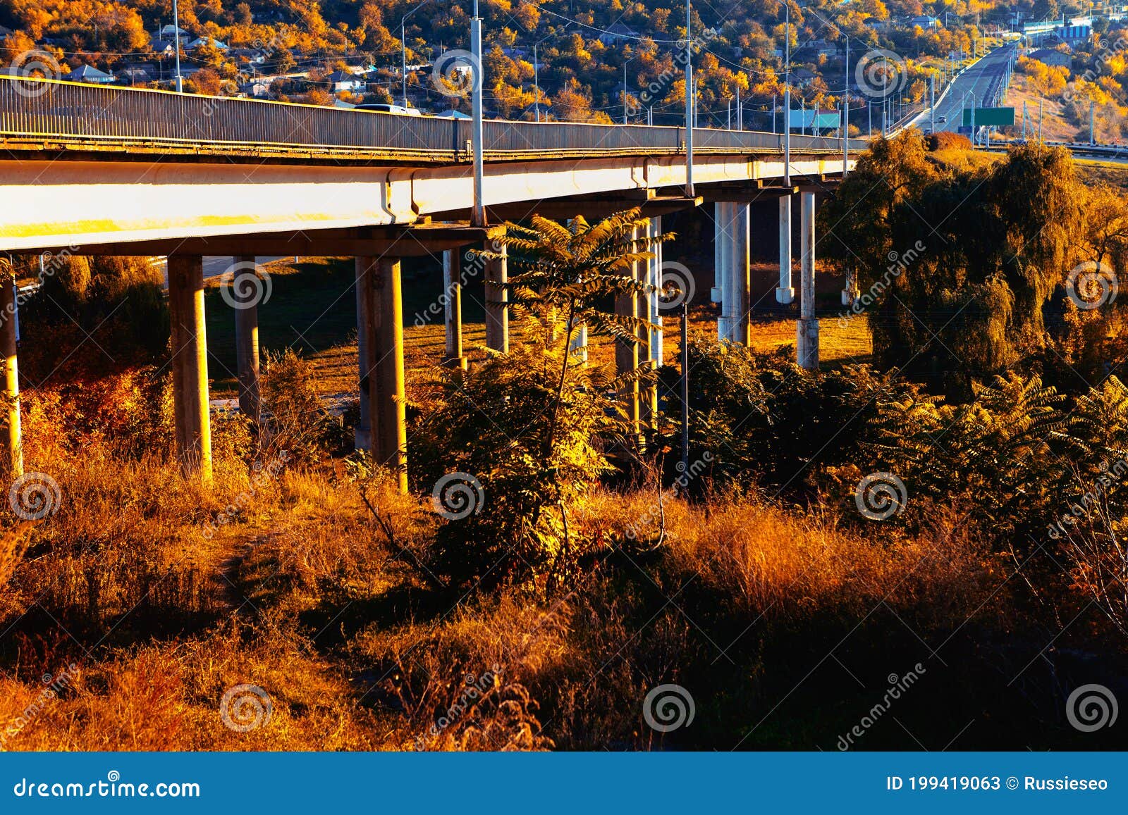 Beam bridge in autumn stock image. Image of bridge, landscape - 199419063