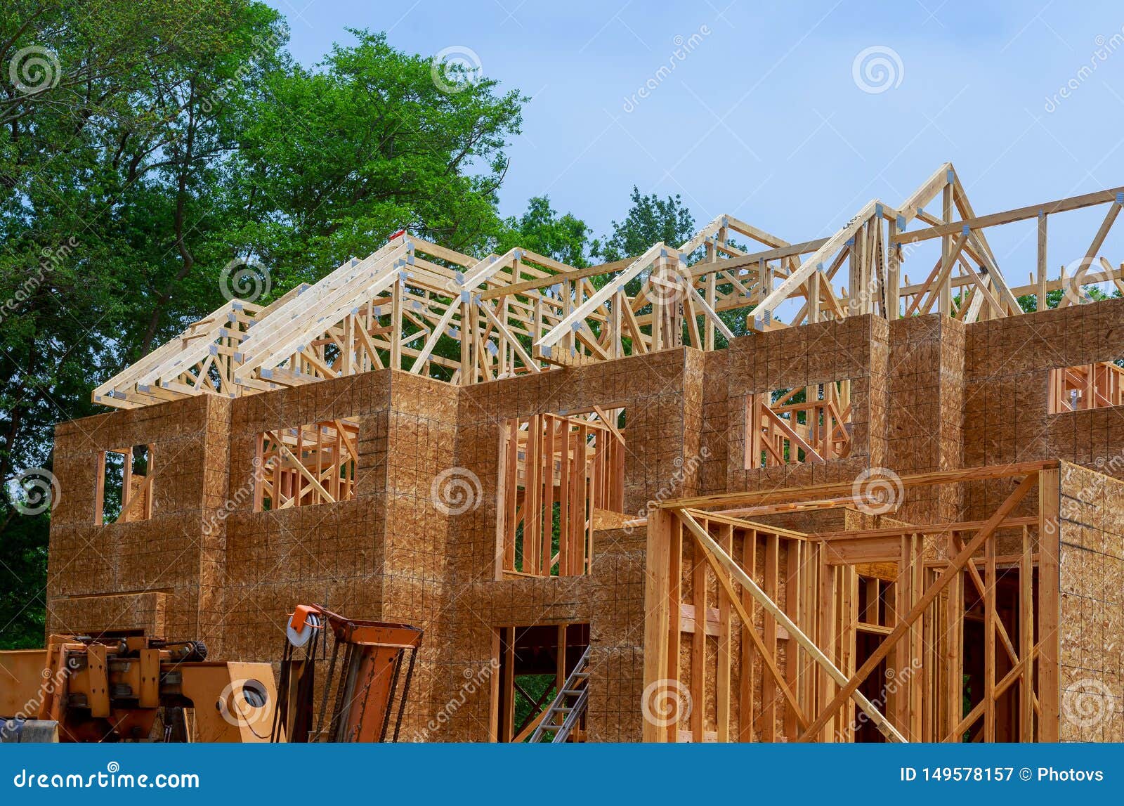 Building Construction, Wood Framing Structure at New Property ...