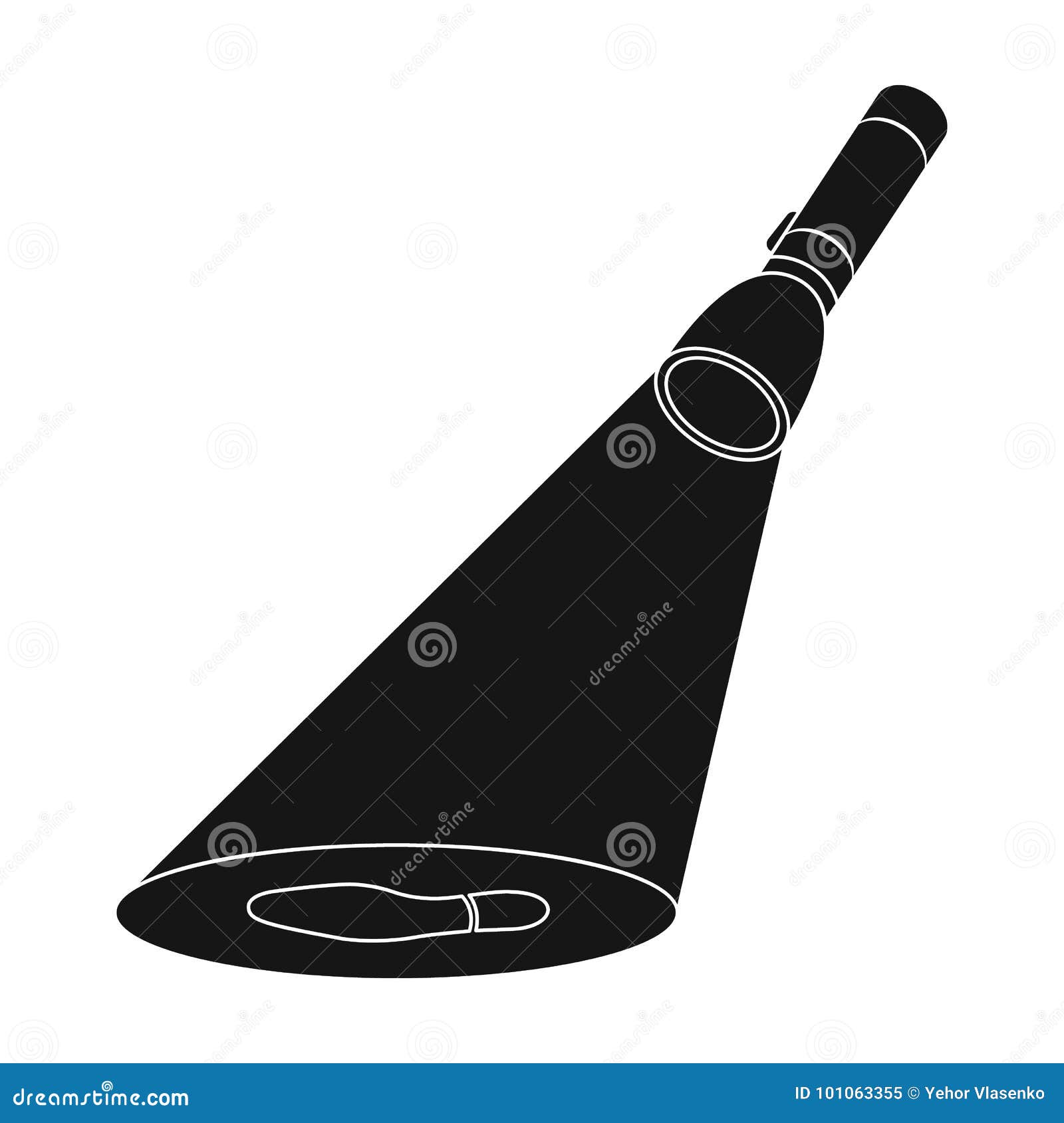 The Beam Of The Flashlight Illuminates The Footprint. The Light Of The ...