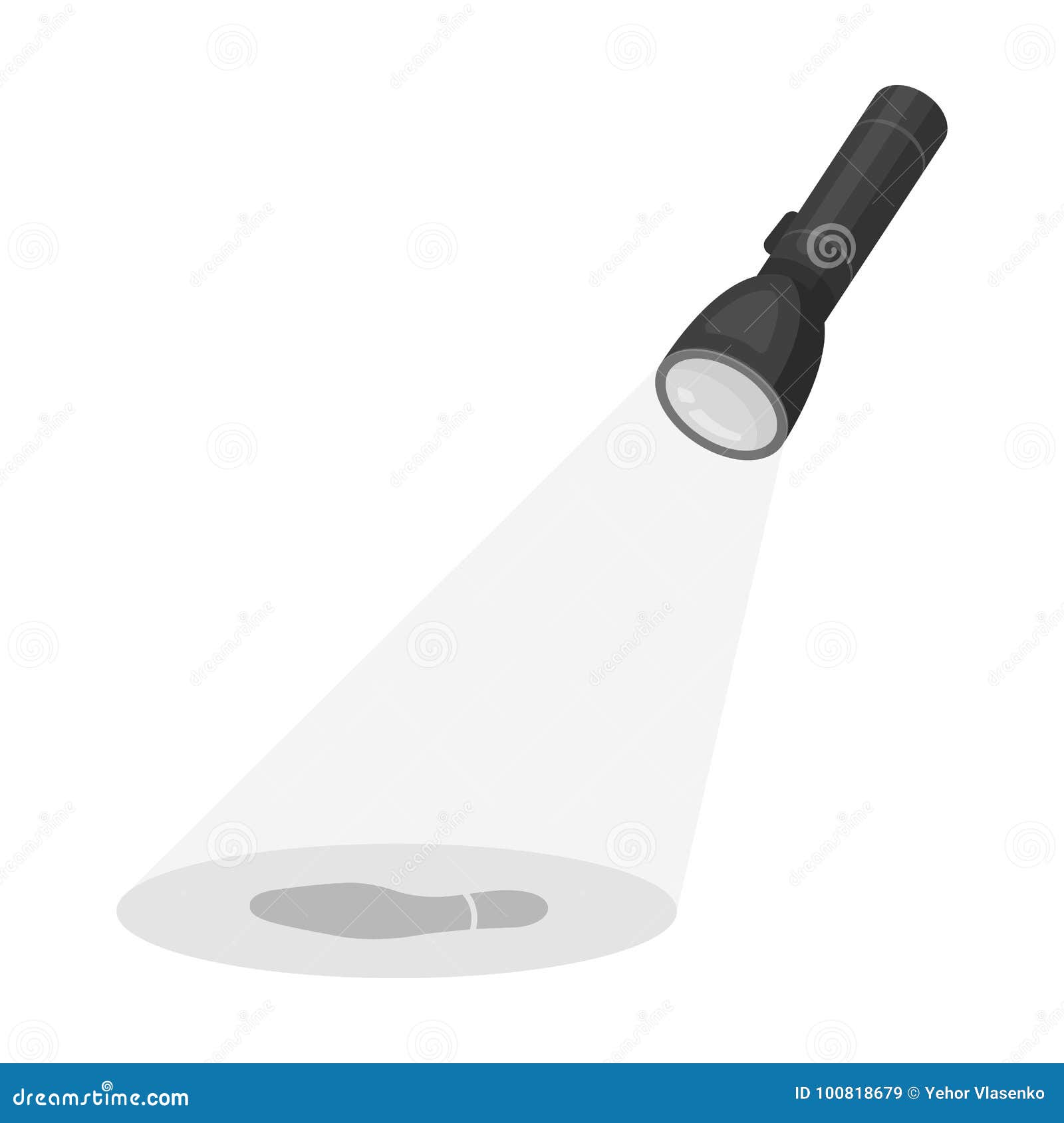 The Beam Of The Flashlight Illuminates The Footprint. The Light Of The ...